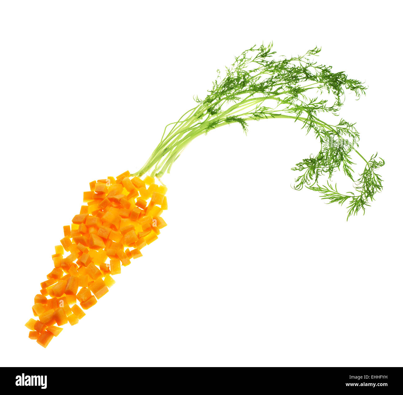 Carrot shape made of greens and carrot's pieces Stock Photo - Alamy