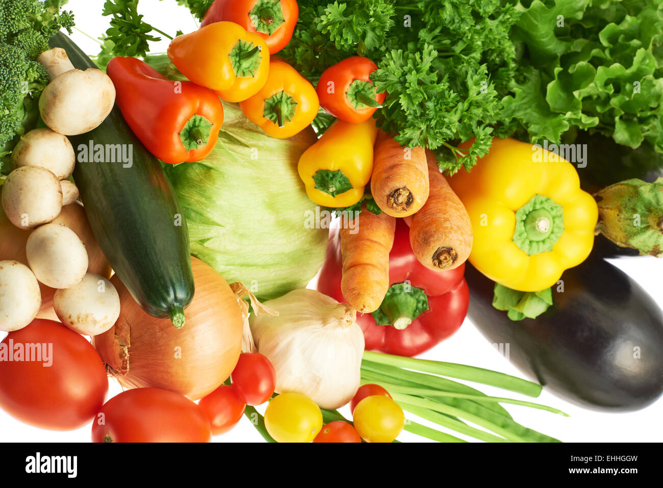 Multiple vegetables over white background Stock Photo - Alamy