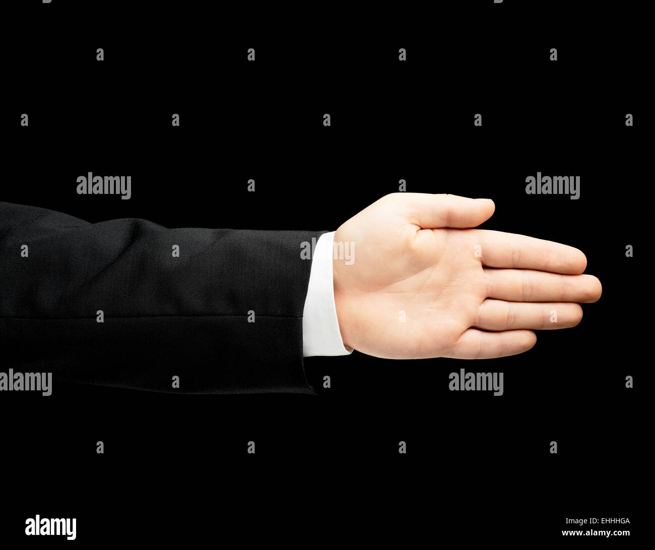 Caucasian male hand in a business suit isolated Stock Photo - Alamy