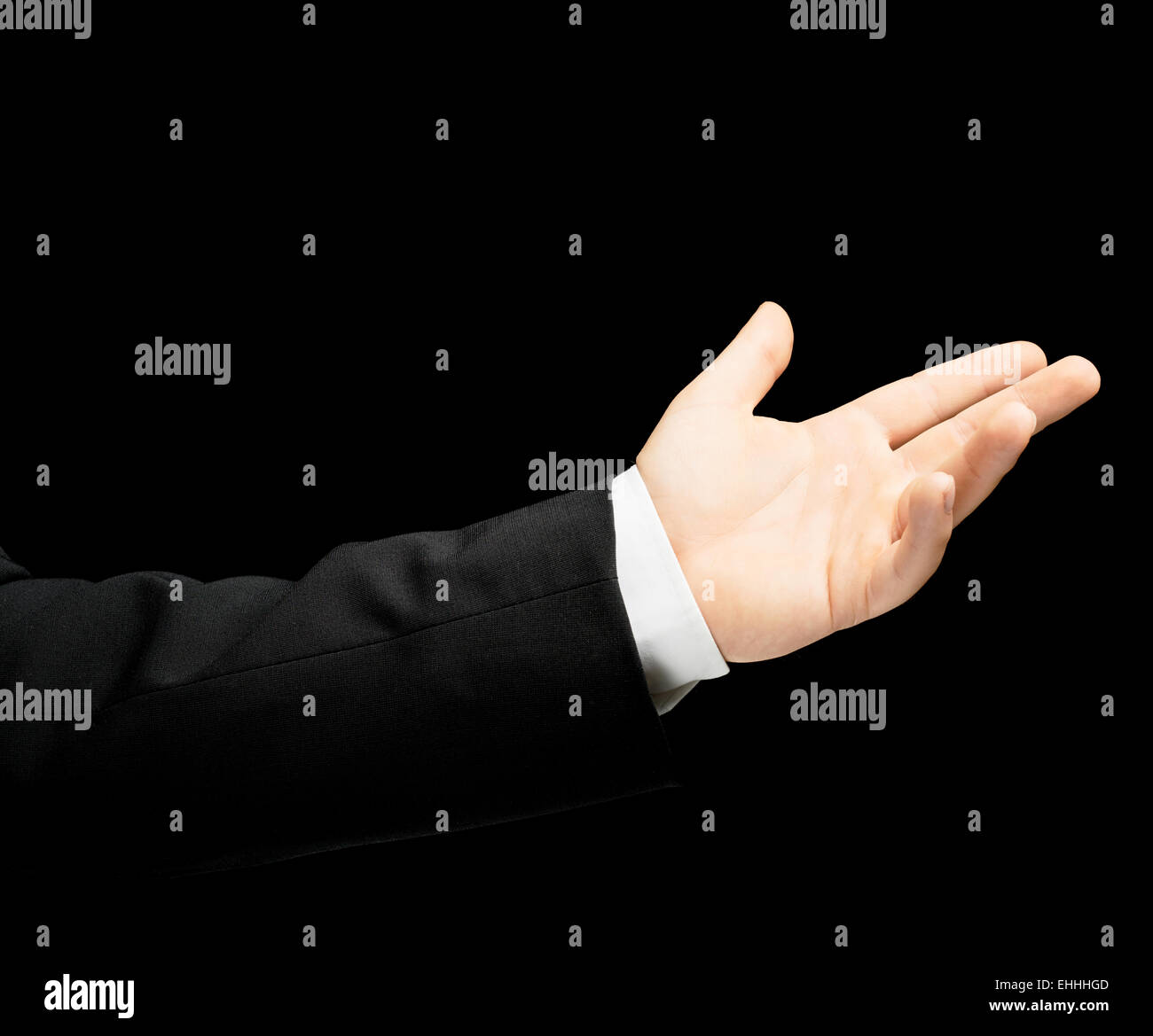 Caucasian male hand in a business suit isolated Stock Photo - Alamy