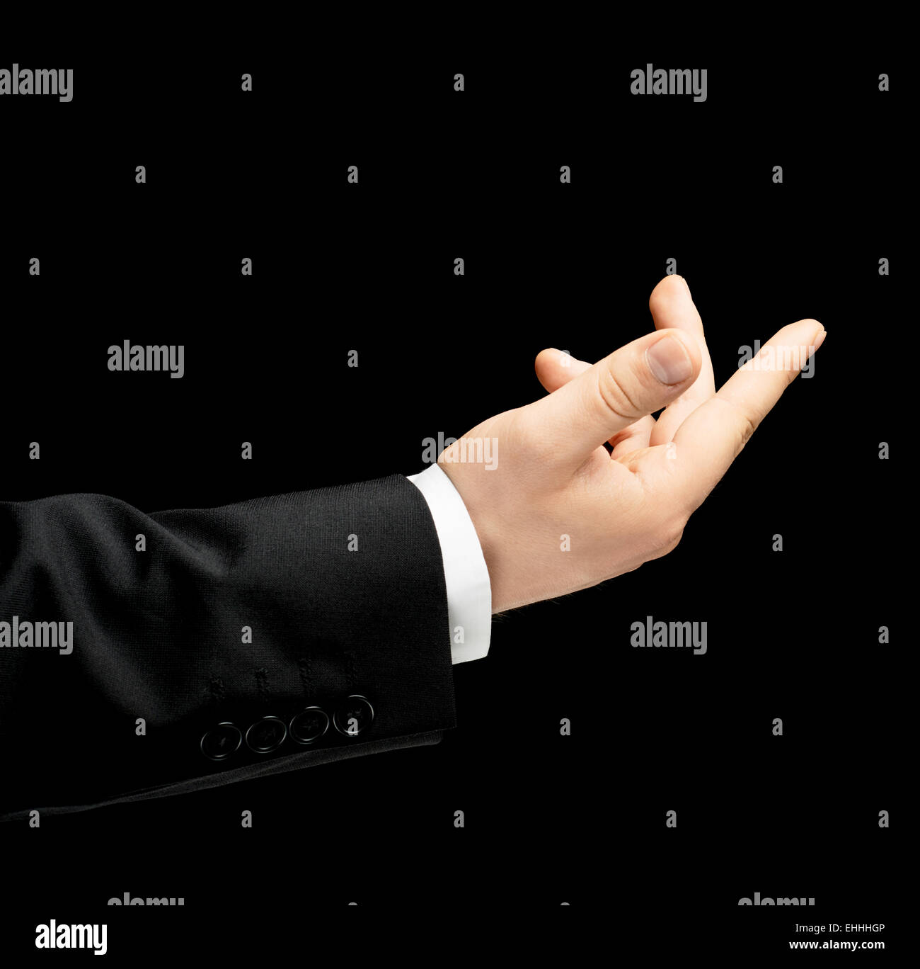 Caucasian male hand in a business suit isolated Stock Photo - Alamy
