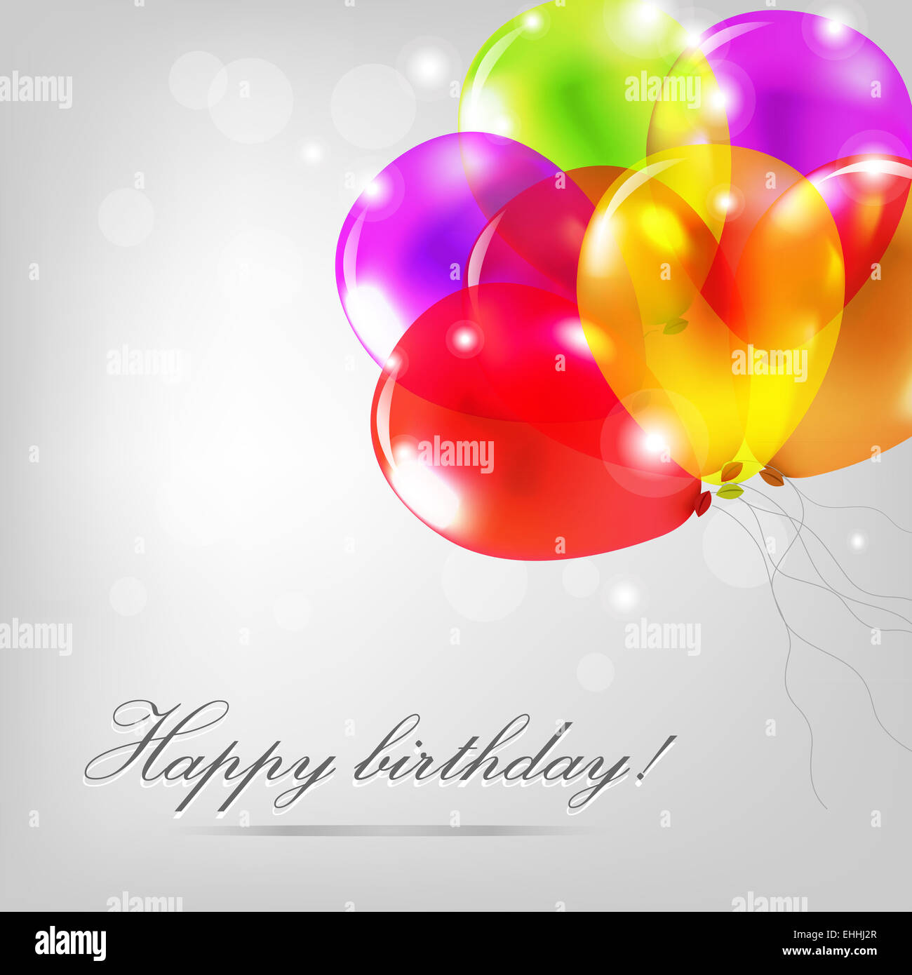 Birthday Card With Color Balloons Stock Photo - Alamy