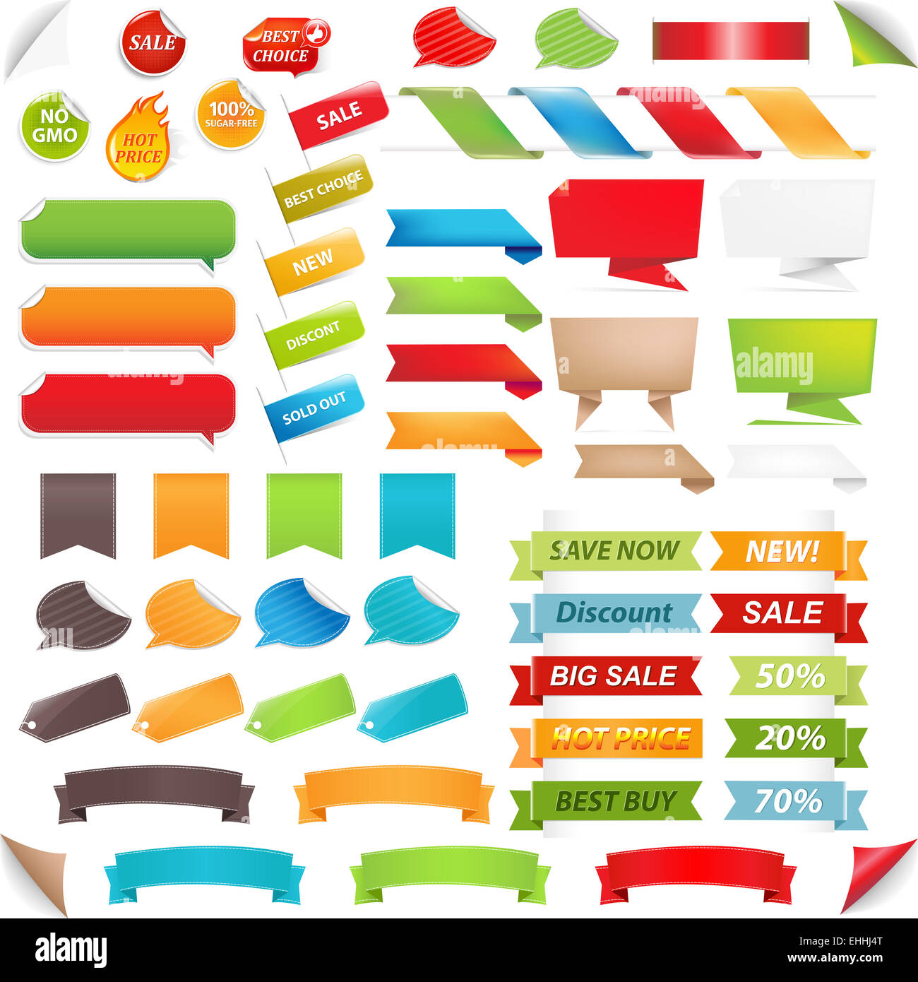 Big Set Speech Bubble And Labels Stock Photo - Alamy