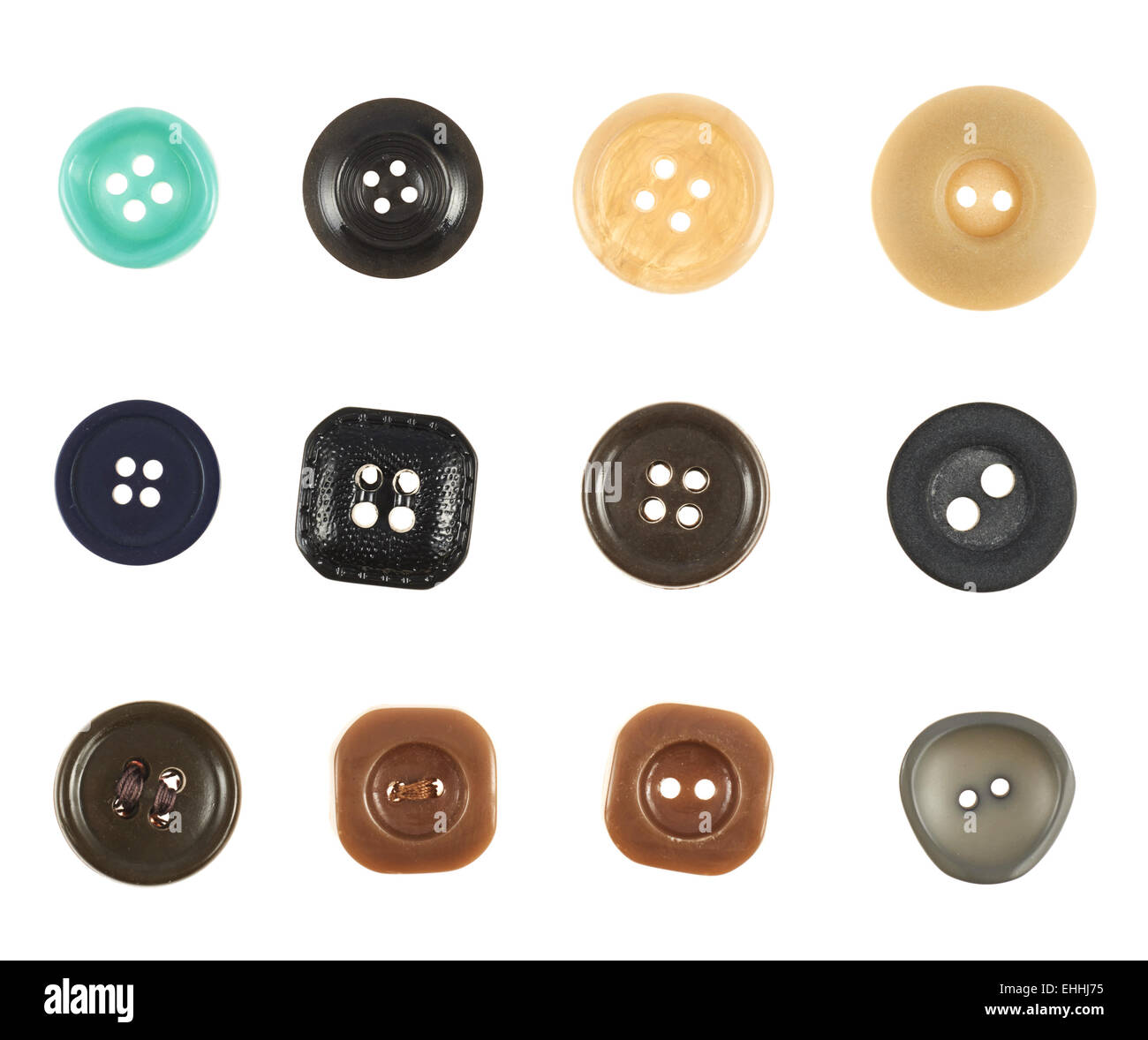 Multiple sew-through buttons isolated Stock Photo - Alamy