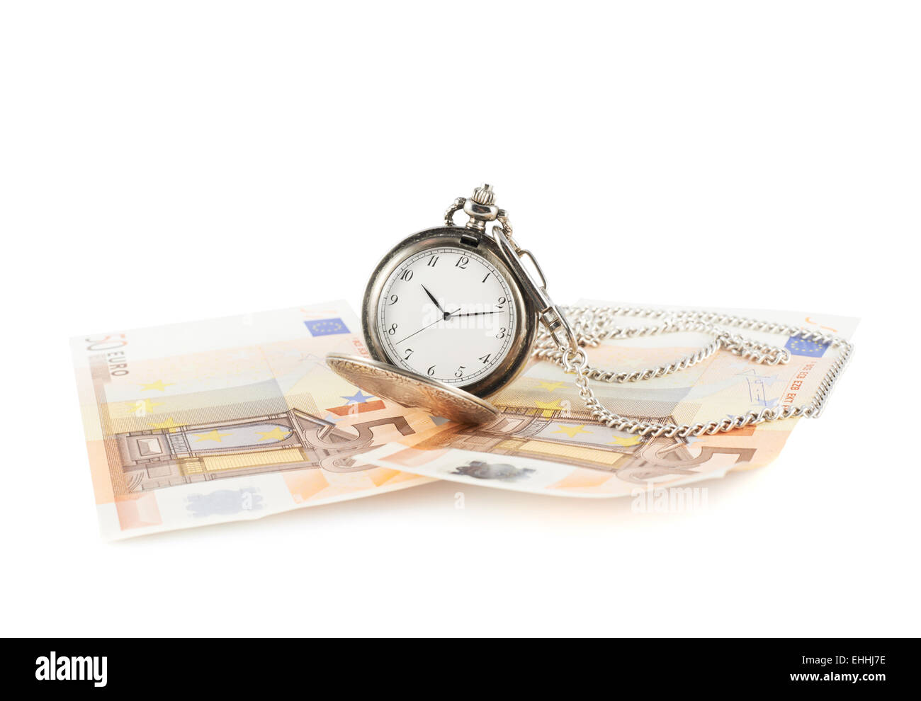 Old pocket watch over the bank notes Stock Photo - Alamy
