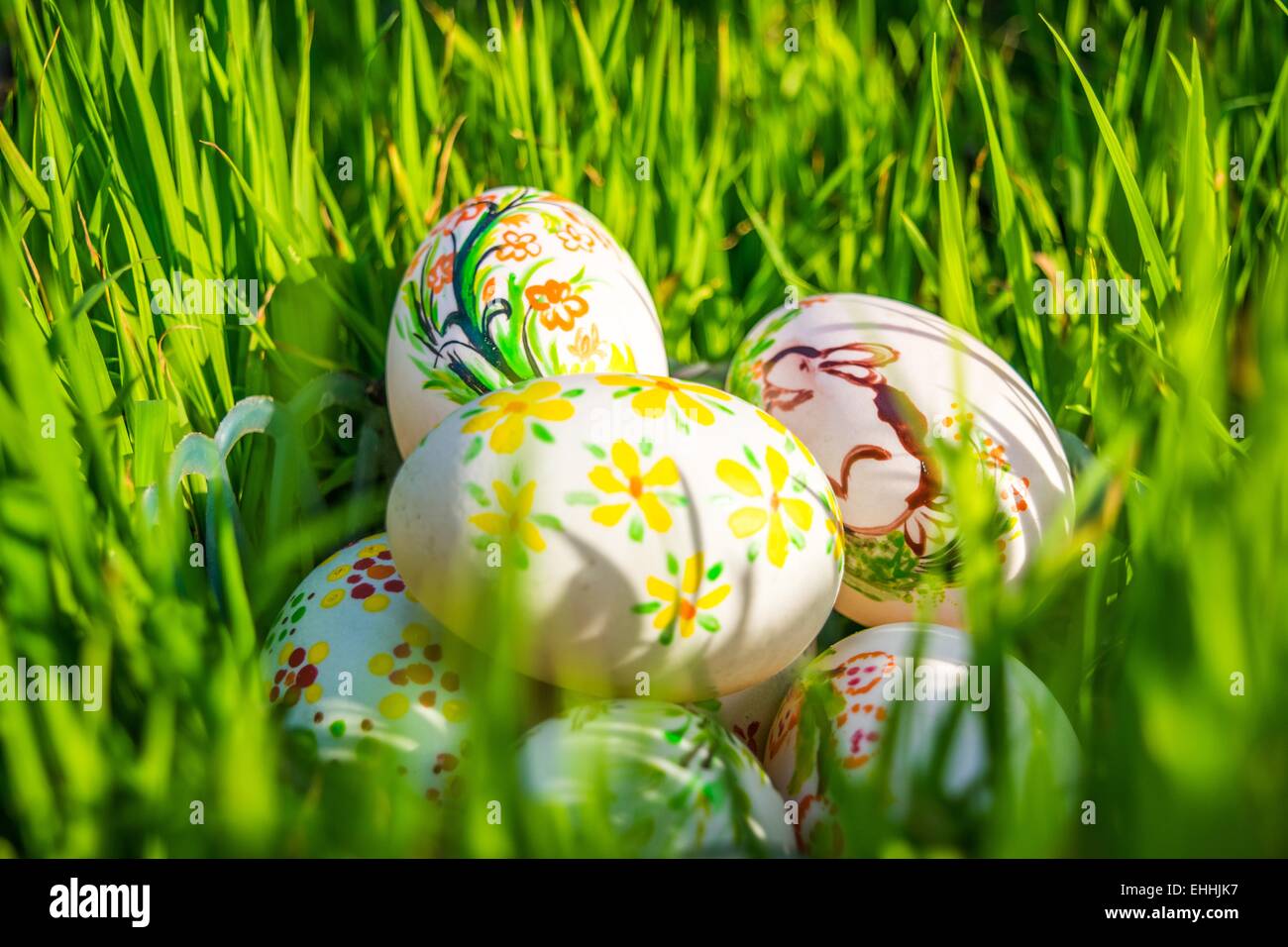 easter eggs in grass Stock Photo - Alamy