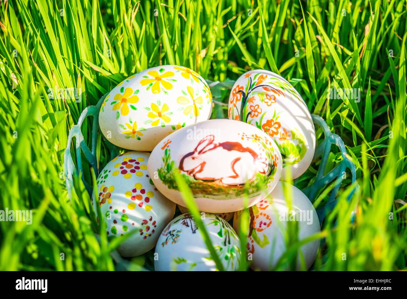easter eggs in grass Stock Photo - Alamy