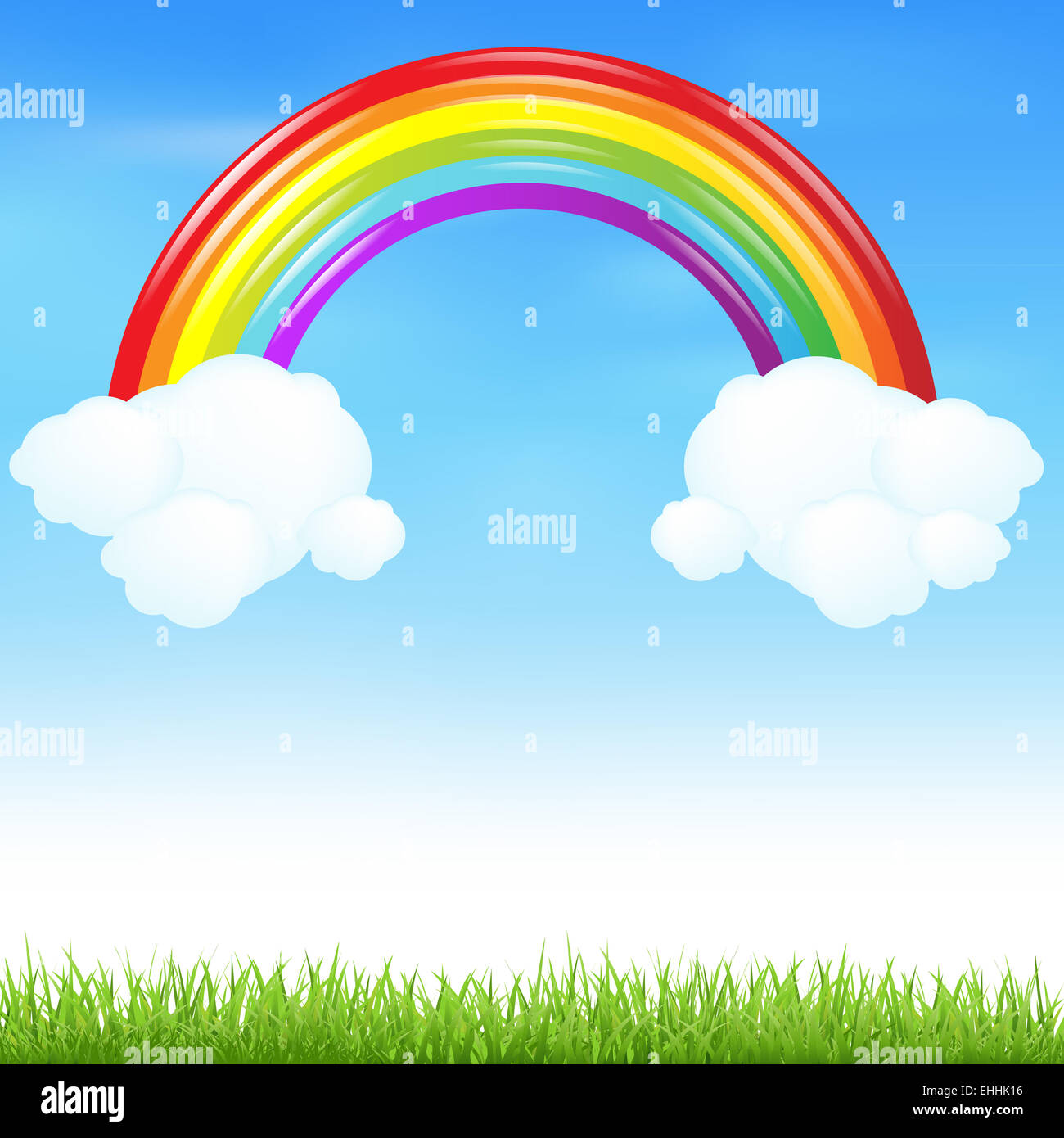 Colorful Rainbow With Grass Stock Photo - Alamy
