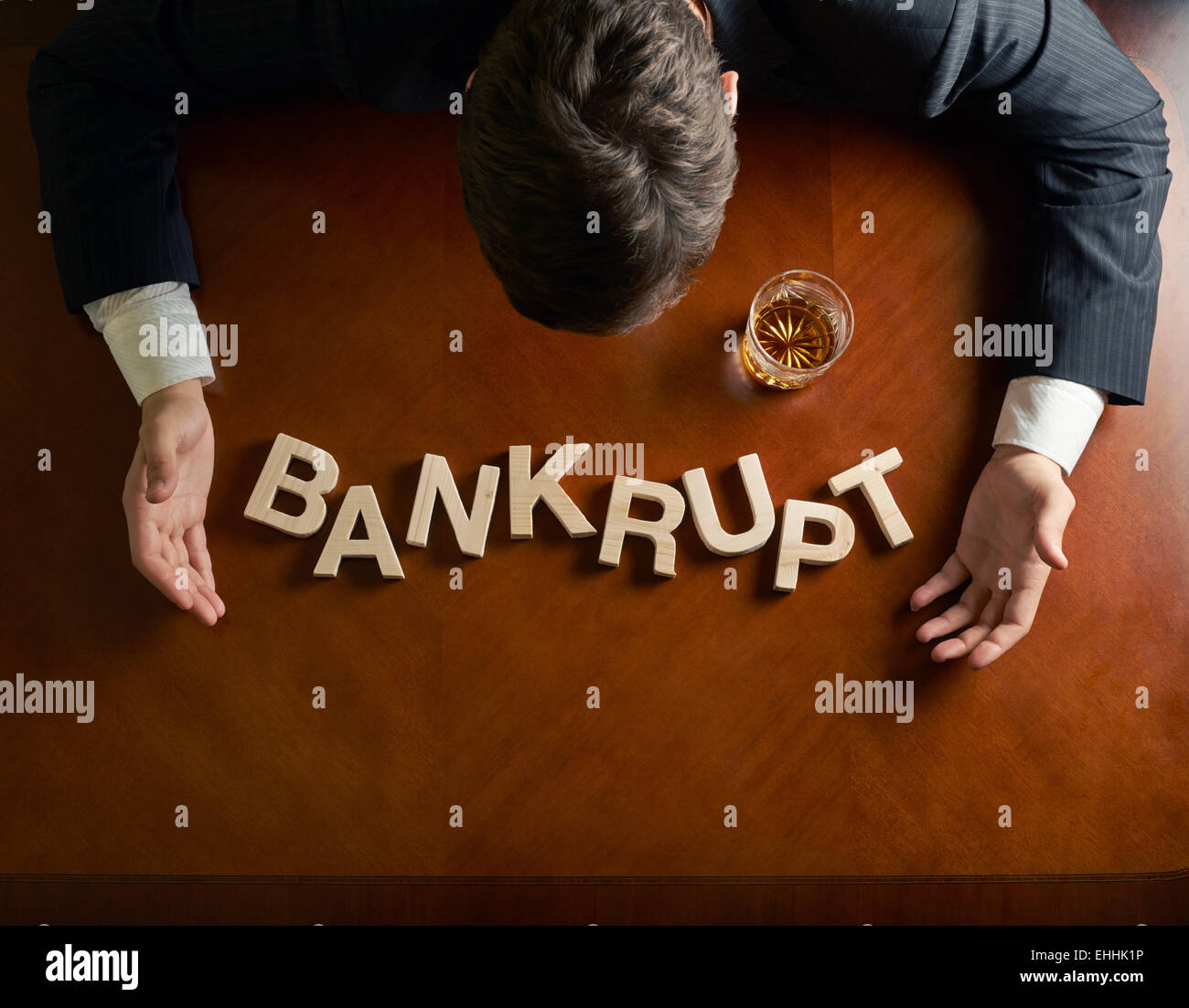 Word Bankrupt and devastated man composition Stock Photo - Alamy