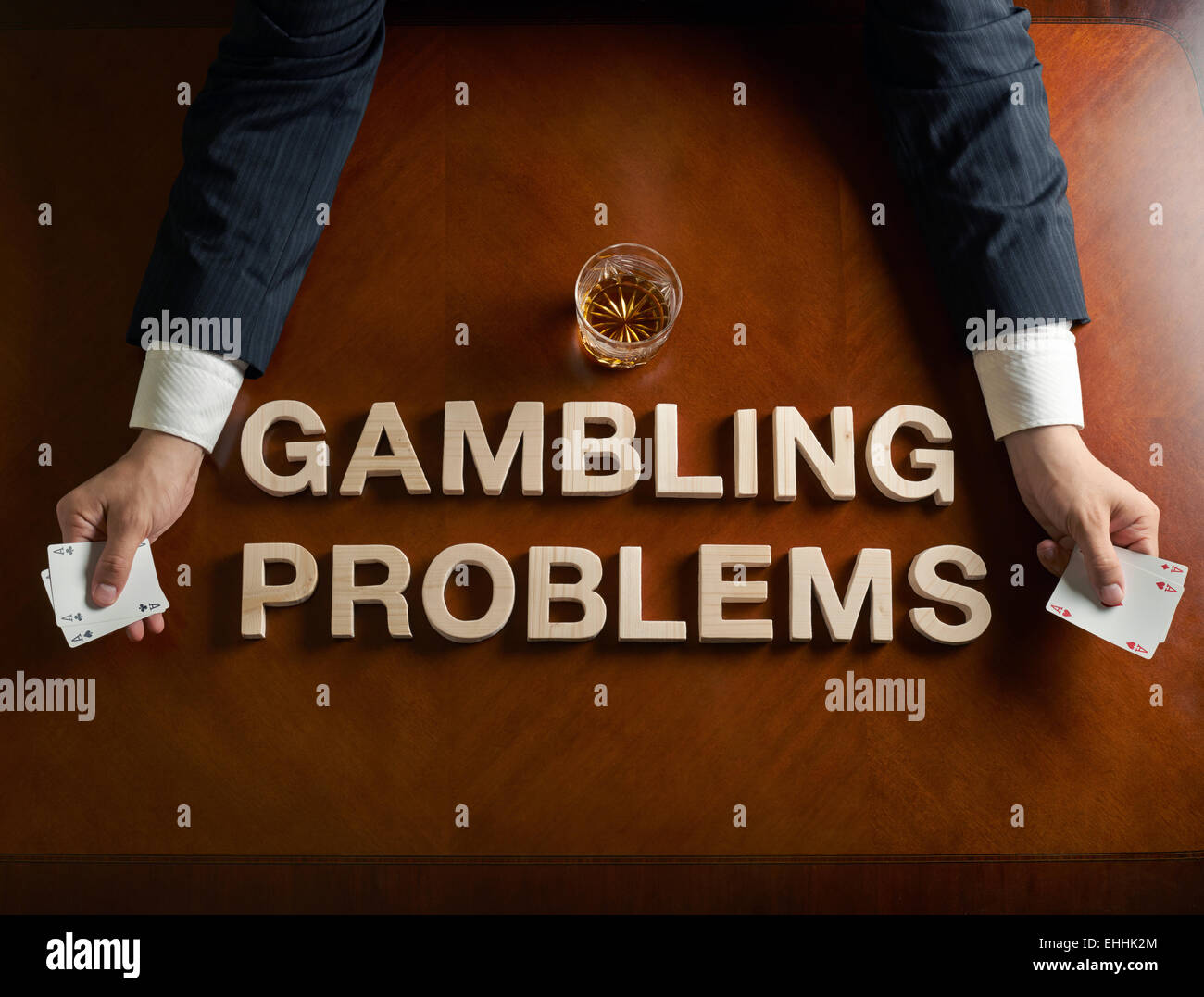Phrase Gambling Problems and devastated man composition Stock Photo - Alamy