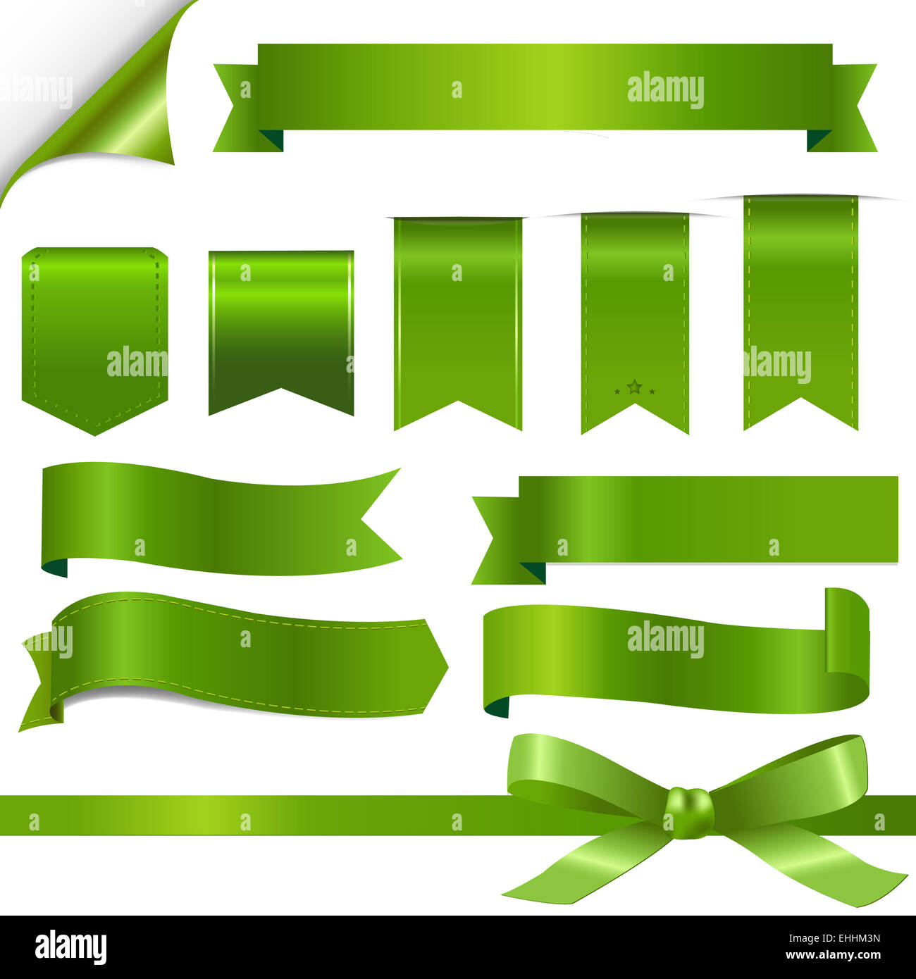 Green Ribbons Set Stock Photo - Alamy