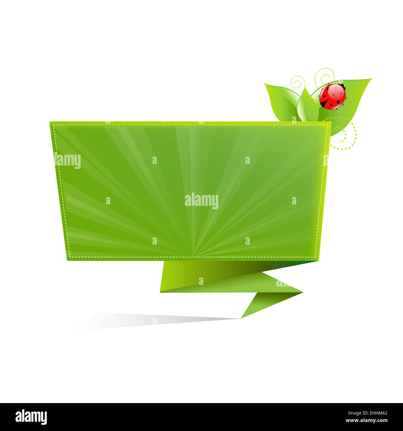 Green Origami With Leaf And Sunburst Stock Photo - Alamy