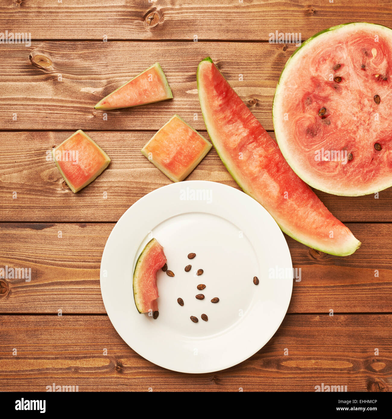 Slices of eaten watermelon composition Stock Photo - Alamy