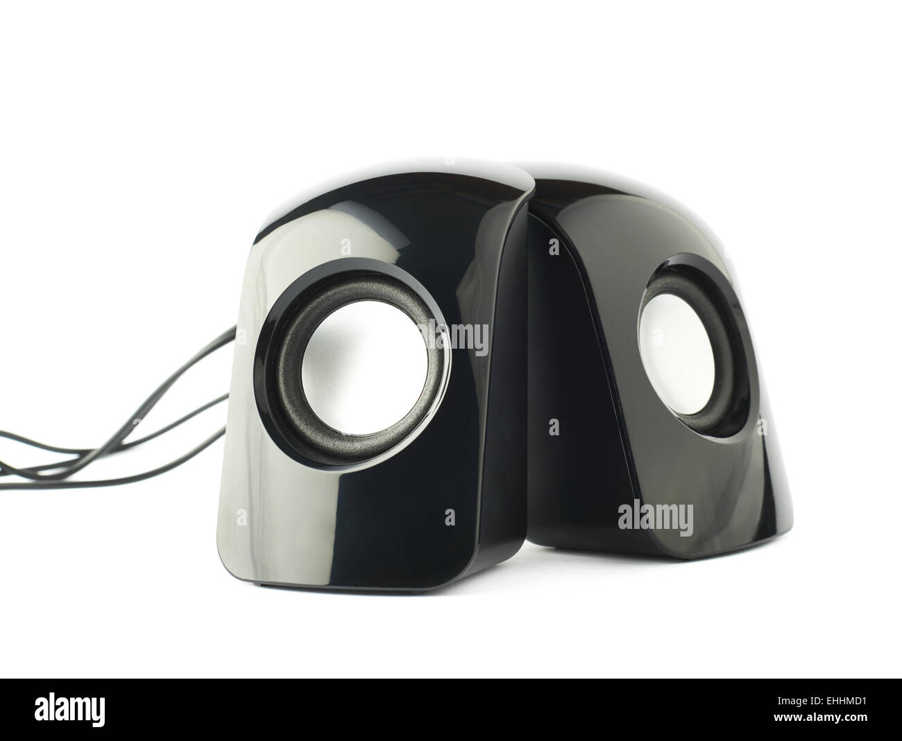 Pair of black sound speakers isolated Stock Photo - Alamy