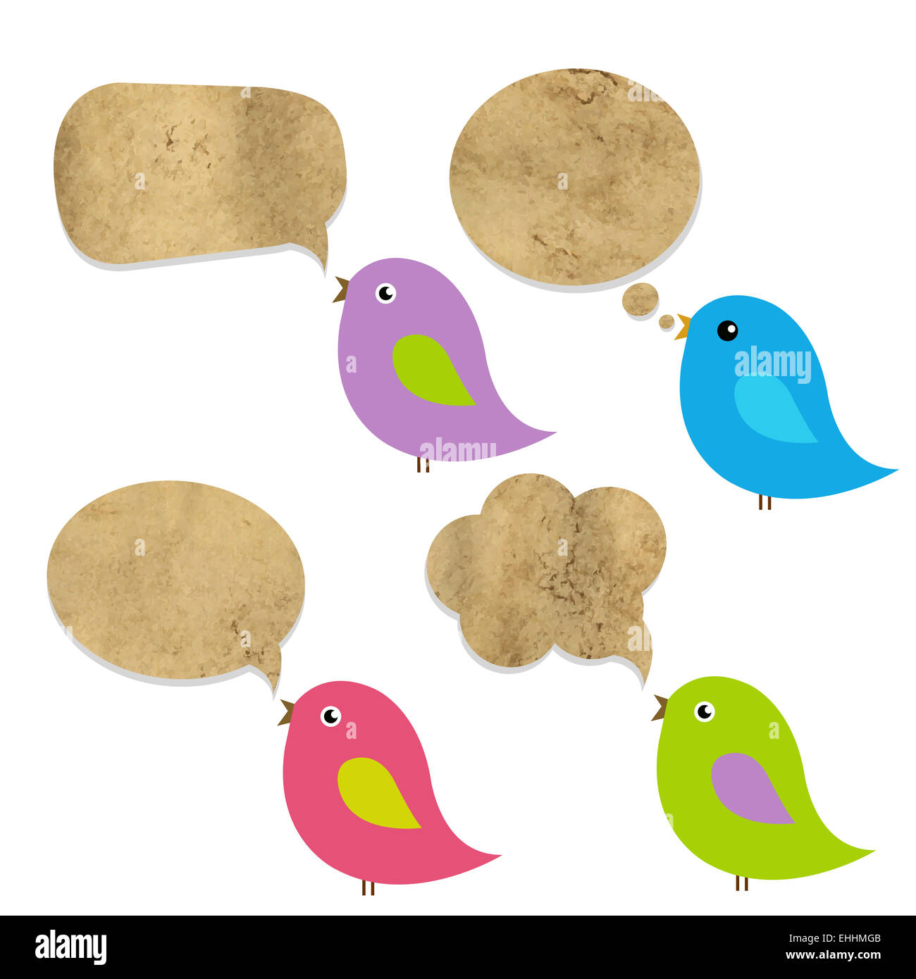 Old Paper Speech Bubble With Birds Stock Photo - Alamy