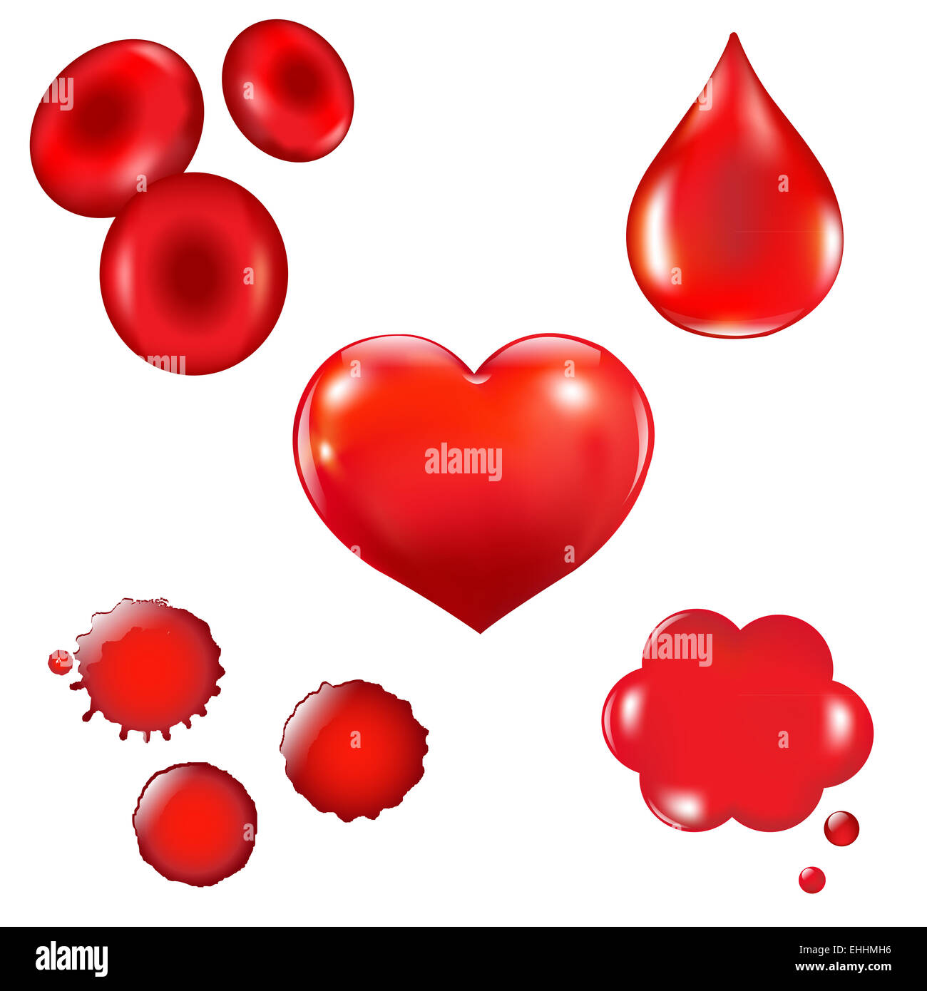 Set With Blood Drop And Heart Stock Photo - Alamy