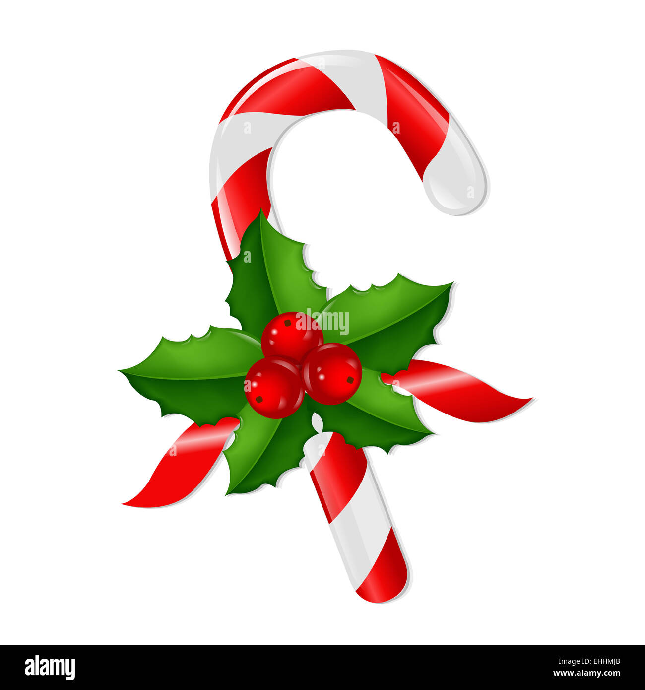 Holly berry candy cane Cut Out Stock Images & Pictures - Alamy