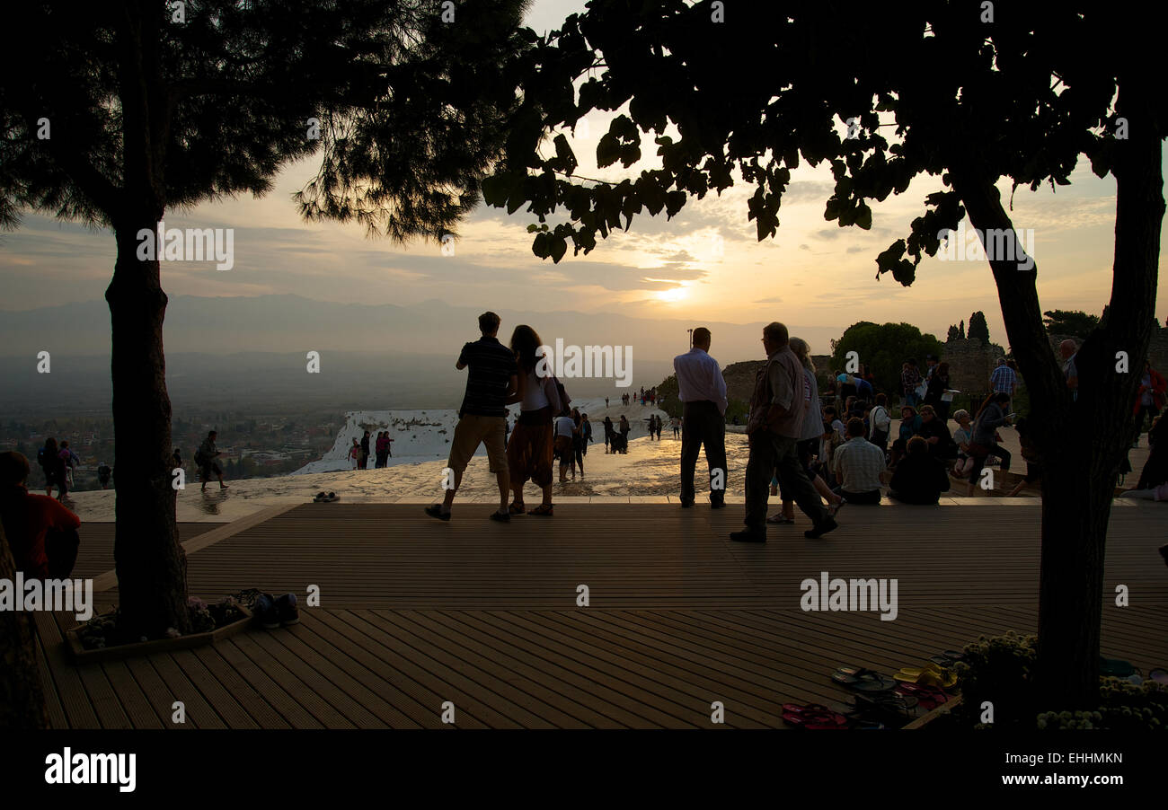 People at sinter terraces in Pamukkale Stock Photo - Alamy