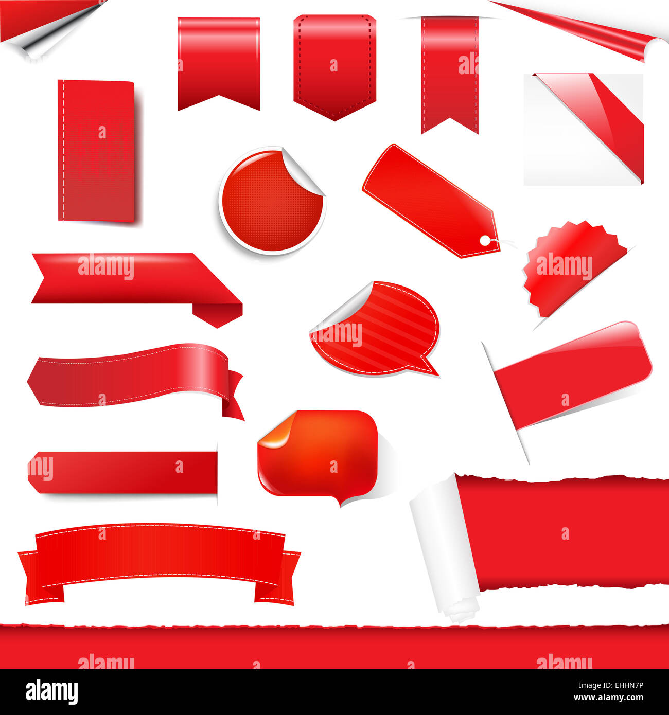 Red Labels And Stickers Set Stock Photo - Alamy