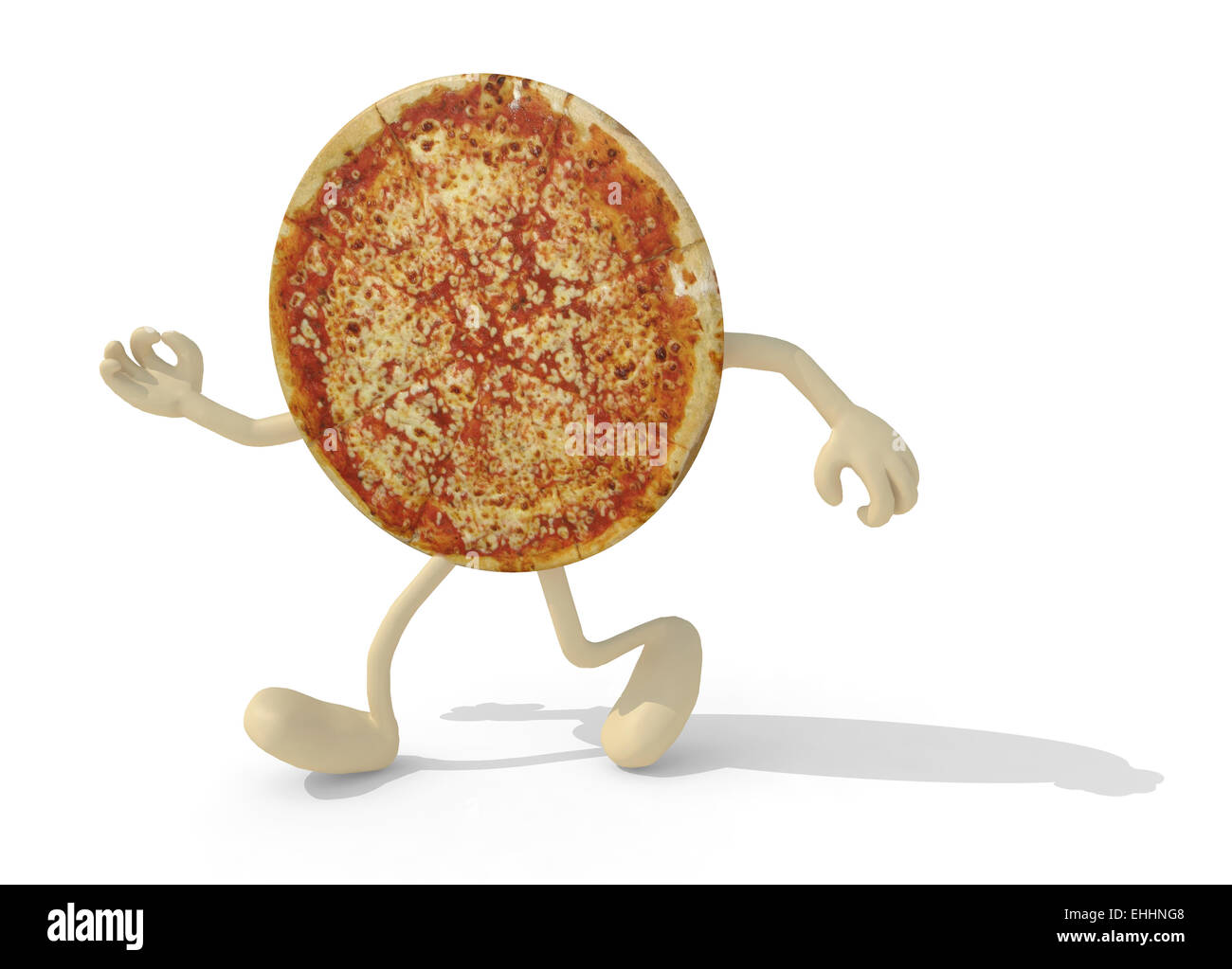 pizza with arms and legs walking, isolated 3d illustration Stock Photo ...