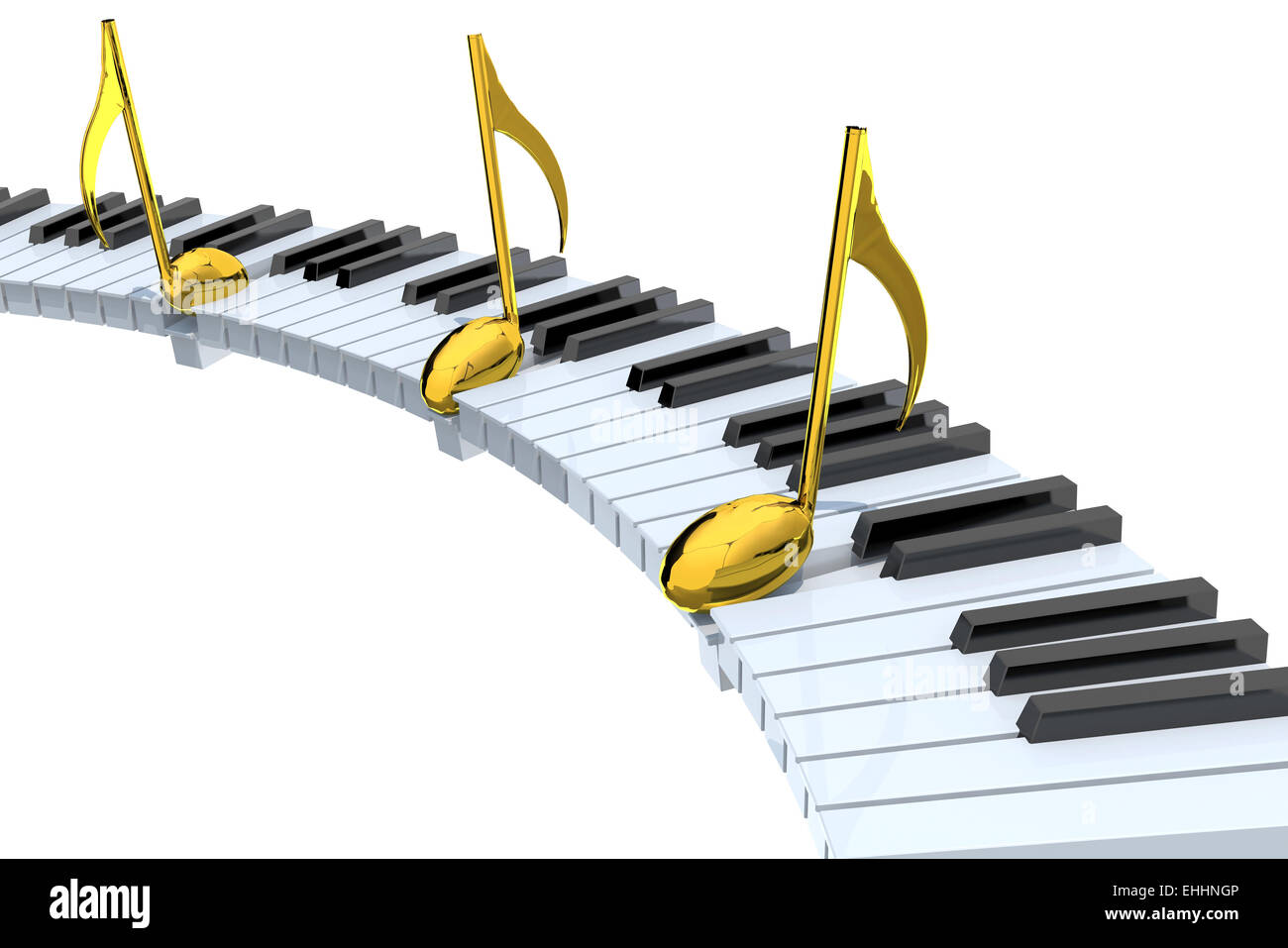 piano keyboard abstract with golden musical notes, isolated on white 3d ... piano keyboard abstract with golden musical notes, isolated on white 3d ...