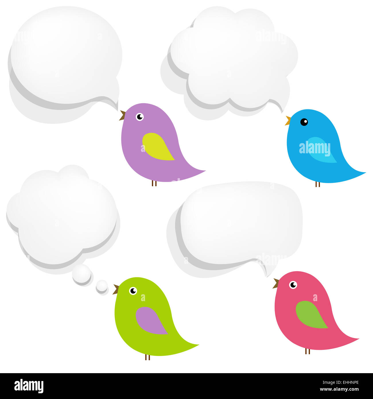 White Paper Speech Bubble And Birds Stock Photo - Alamy