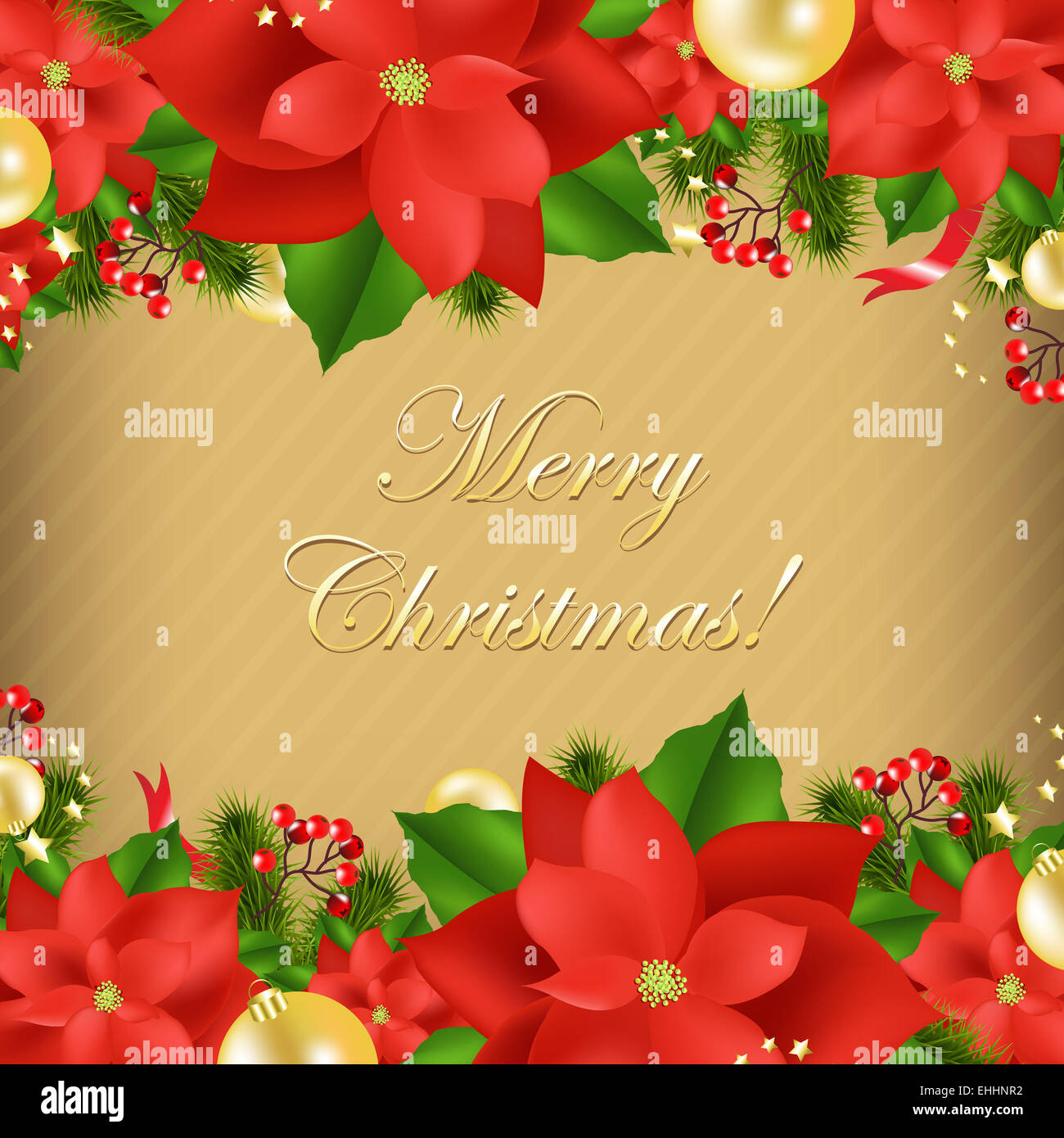 Xmas Card With Poinsettia Stock Photo - Alamy