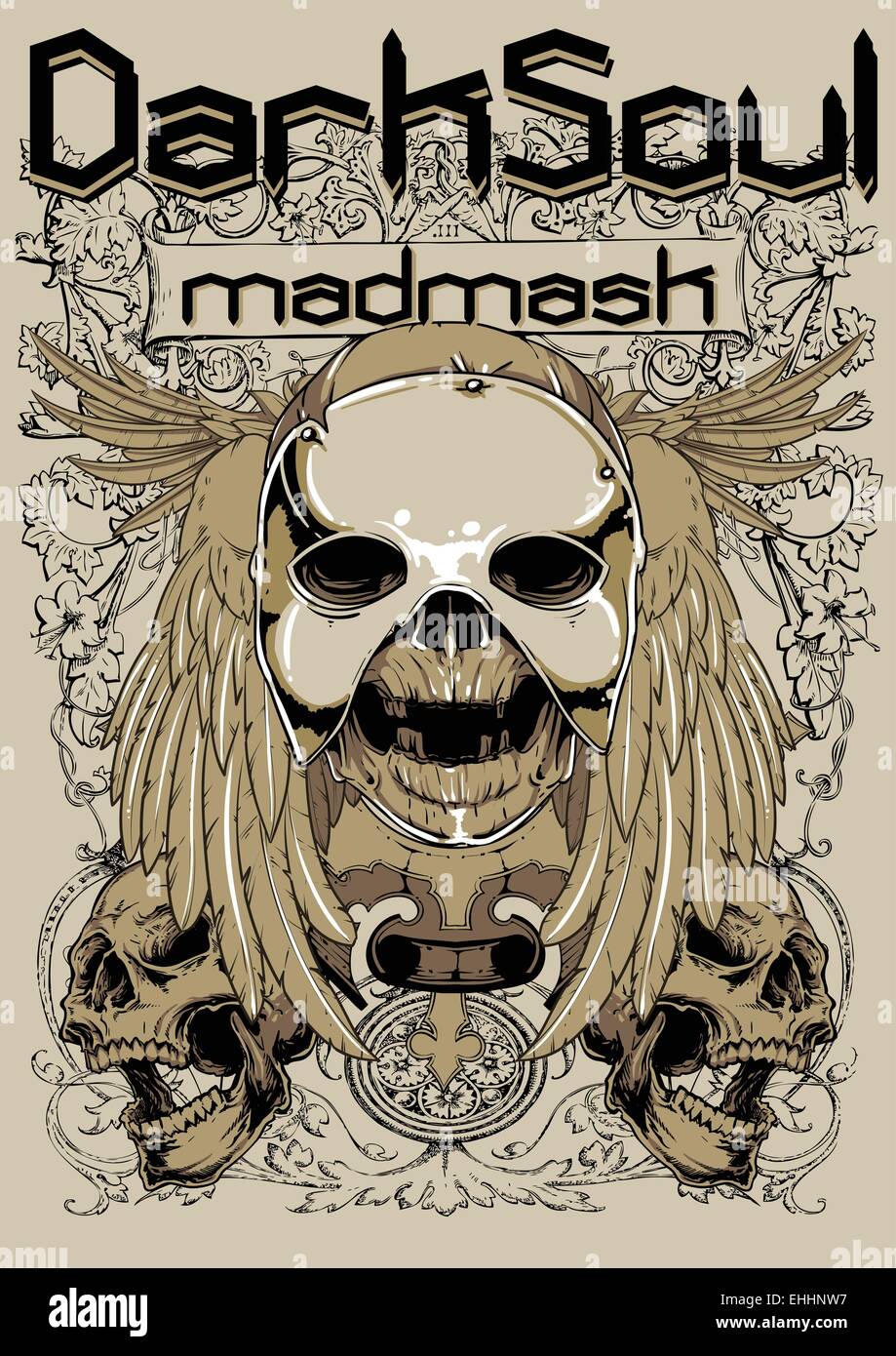 Skull on dark background Stock Vector Images - Alamy