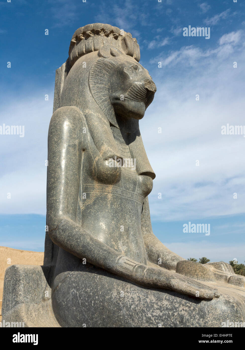 Mut in the form of Sekhmet in The Temple of Mut the Great at Karnak, Luxor Egypt Stock Photo - Alamy