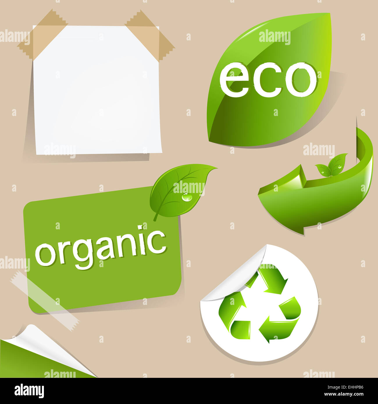 Set Of Eco Friendly Labels Stock Photo - Alamy