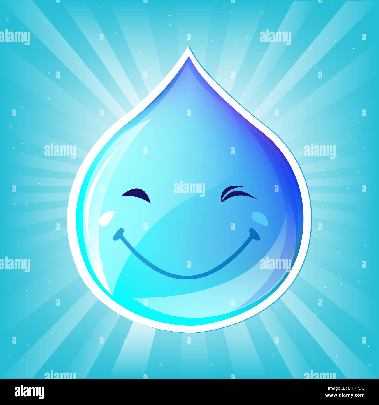Smiling Drop Of Water And Sunburst Stock Photo - Alamy