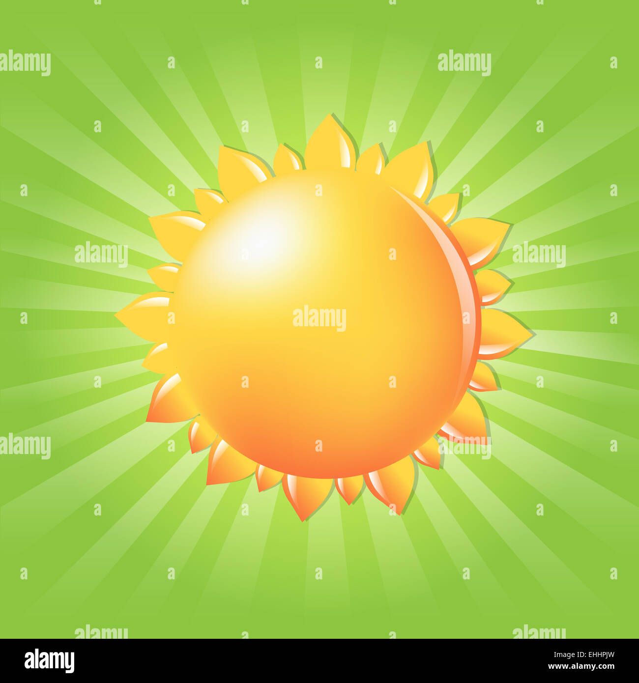 Sun With Sunburst And Rays Stock Photo - Alamy