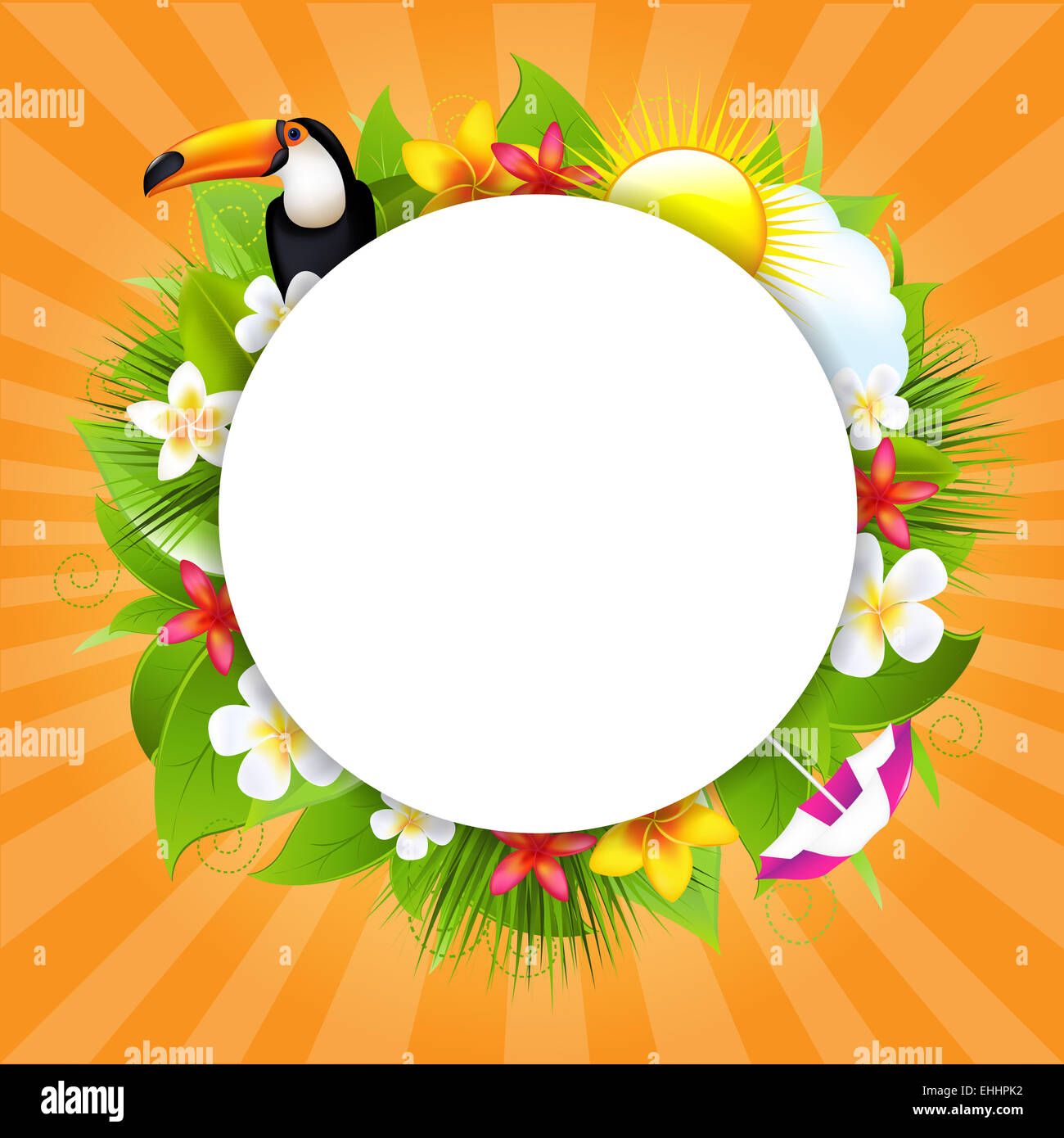 Summer Poster With Sun And Cloud Stock Photo - Alamy