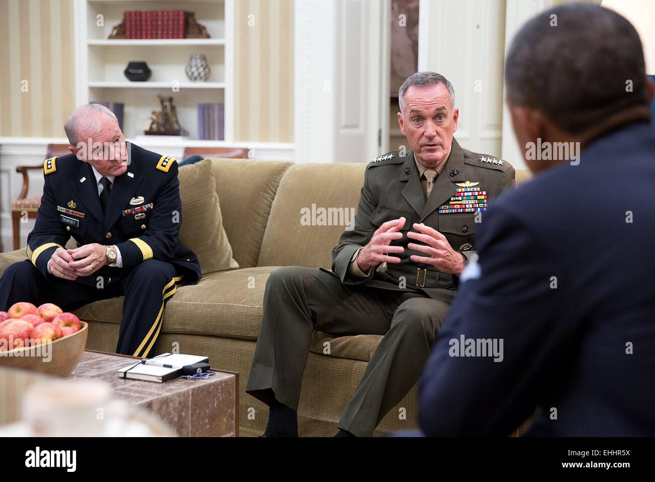 US President Barack Obama meets with Gen. Joseph F. Dunford, Jr. and ...