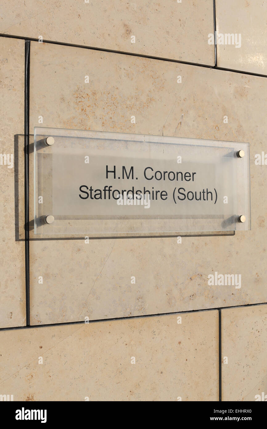 HM Coroner Staffordshire ( South ) sign Stock Photo - Alamy