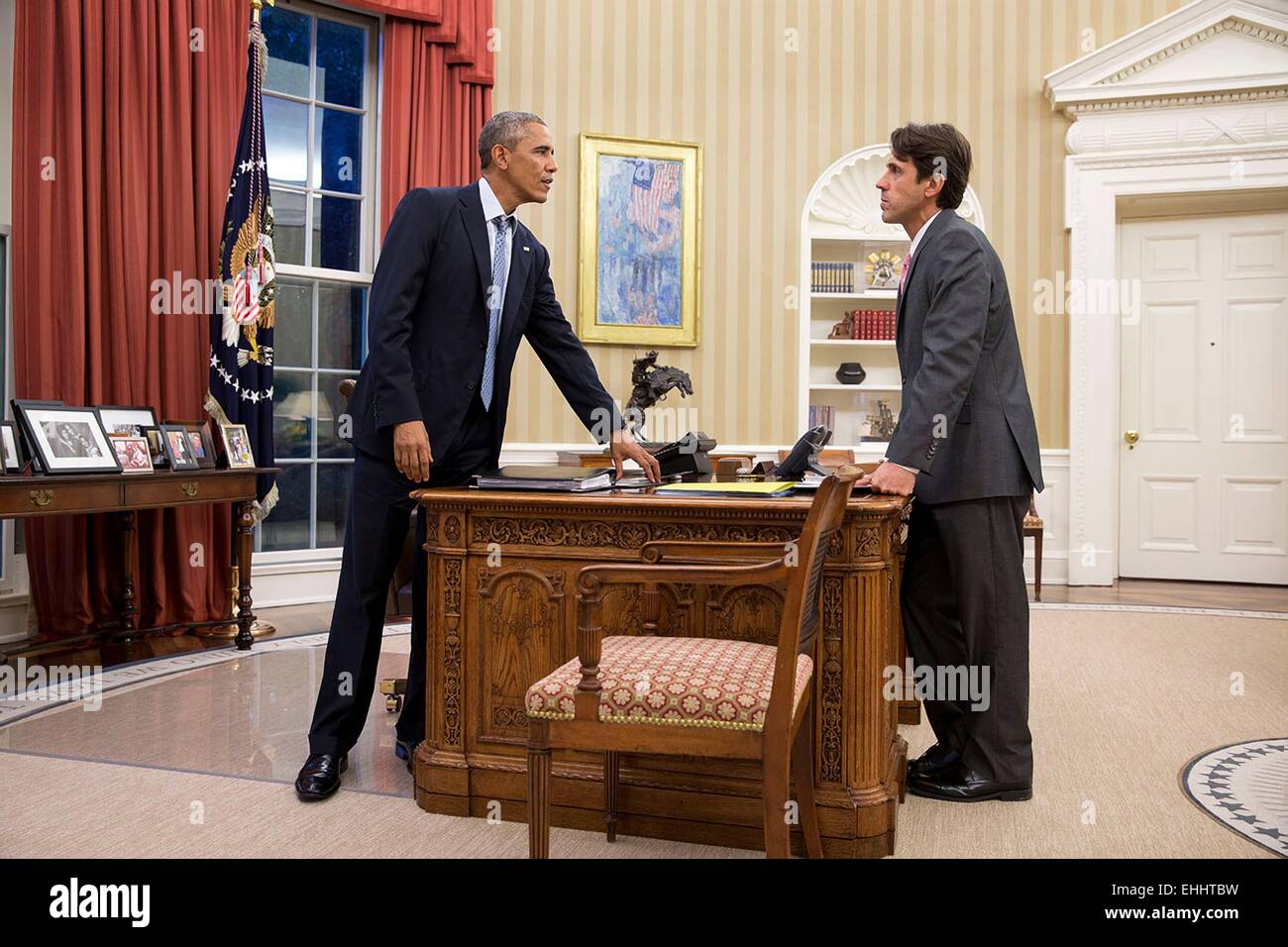 US President Barack Obama talks with David Simas, Director of the ...