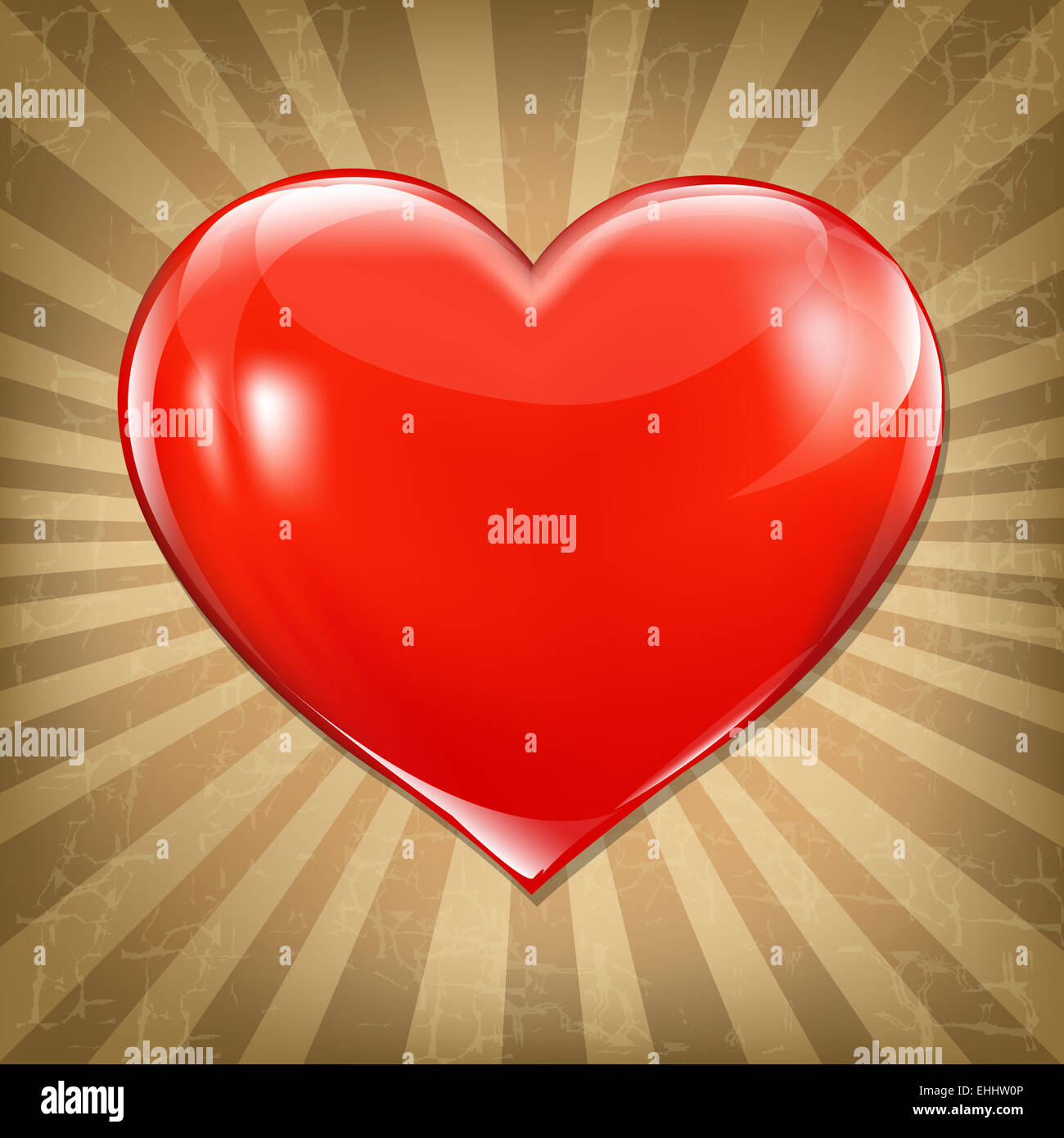 Vintage Poster With Red Heart Stock Photo - Alamy