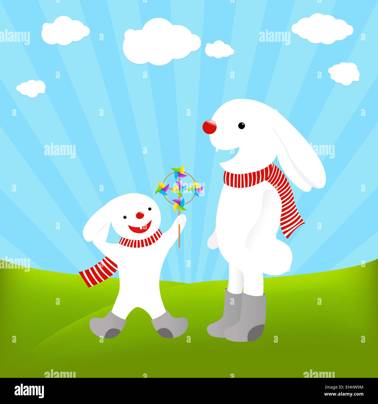 Two cute rabbits illustration hi-res stock photography and images - Alamy