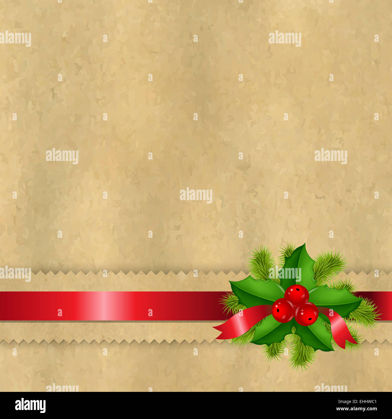 Vintage Paper With Divider And Holly Berry Stock Photo - Alamy