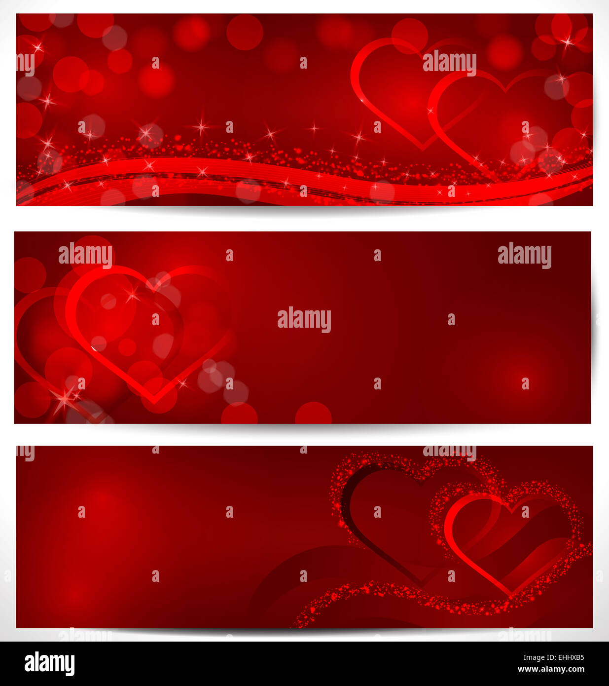 Sparkling hearts banners Stock Photo - Alamy