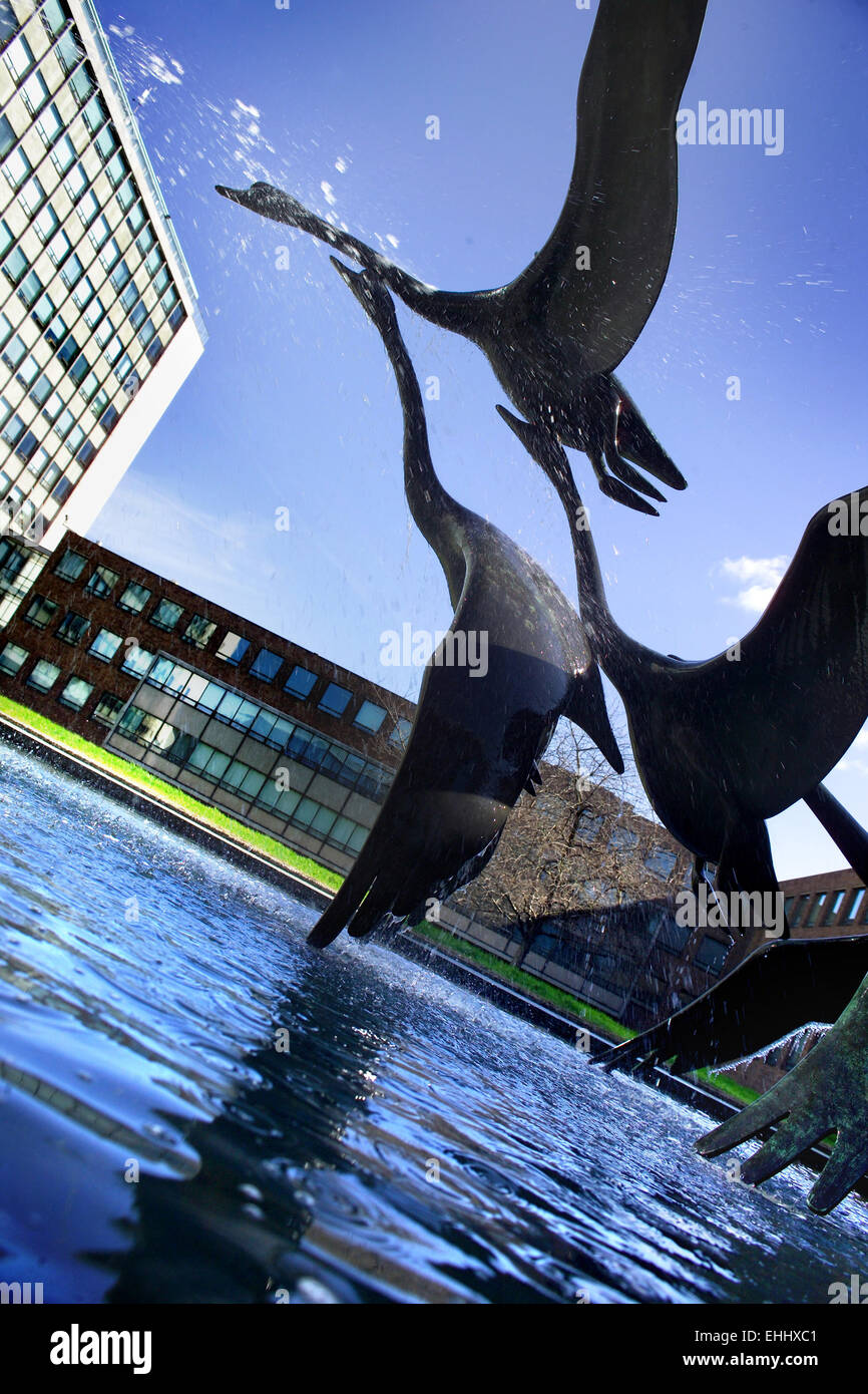 Sculpture of Swans, Civic Centre, Newcastle upon Tyne Stock Photo - Alamy