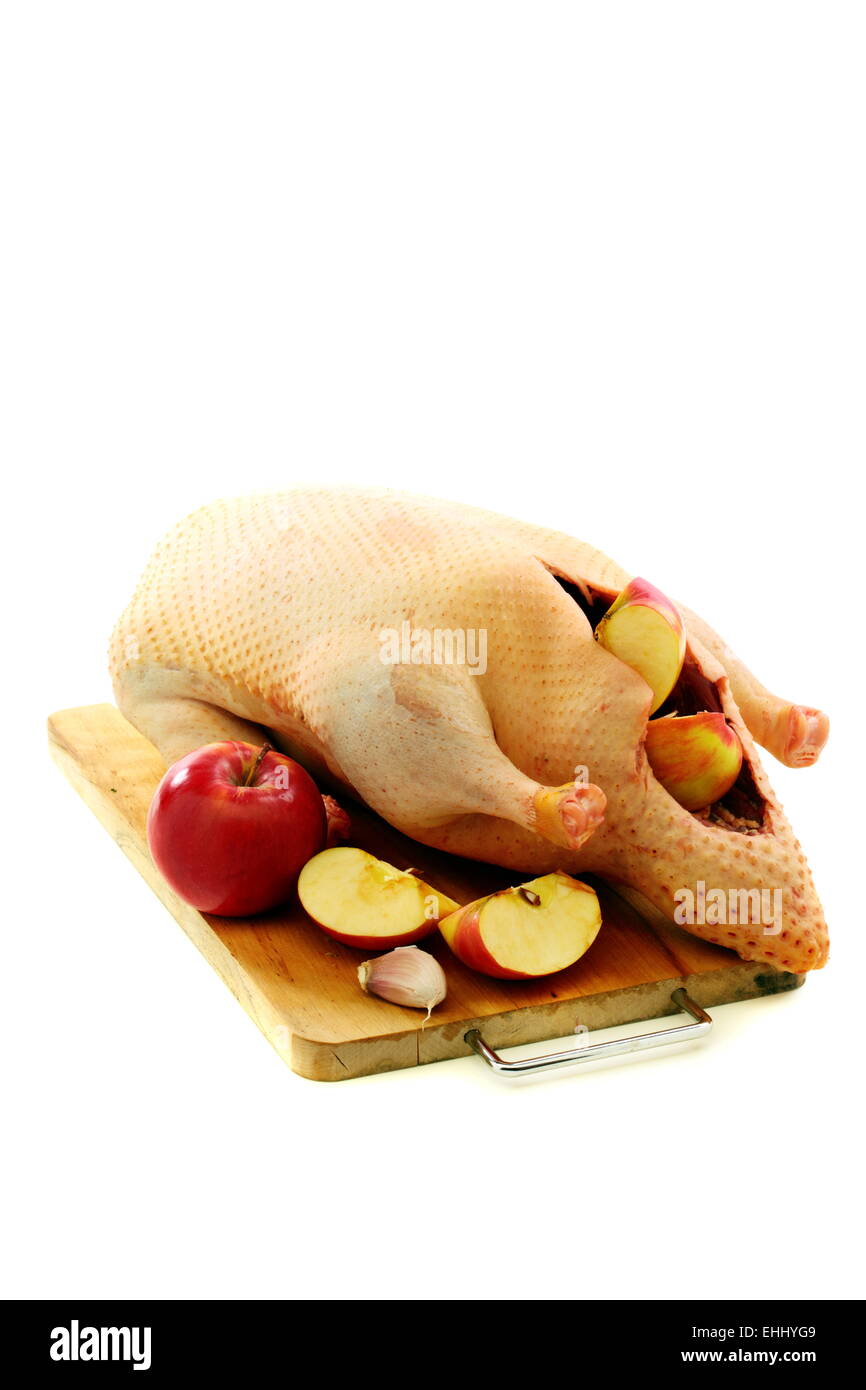 Raw duck with apples Stock Photo - Alamy