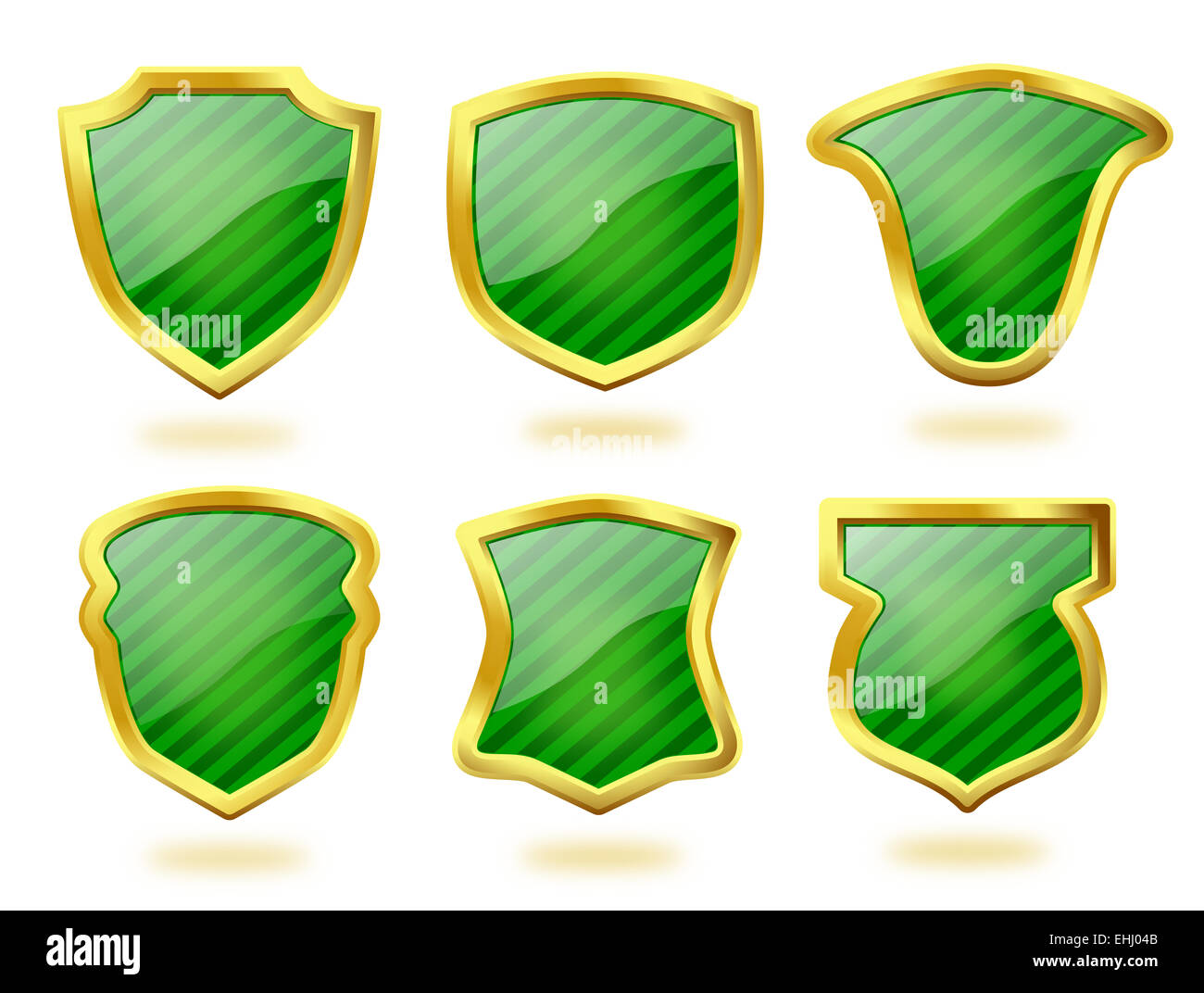 Striped Green Shields with Golden Frame Stock Photo - Alamy