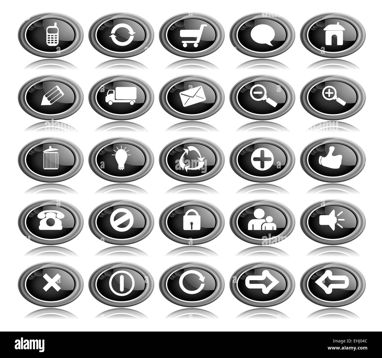 Shiny Black Oval Web Buttons Stock Photo - Alamy