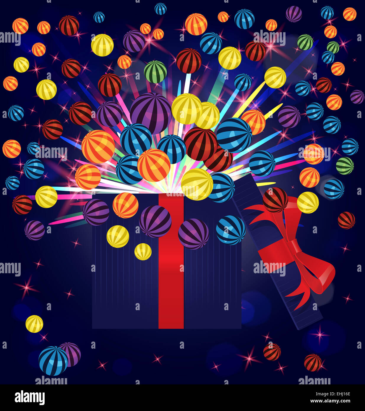 Magic light gift box balls Stock Photo - Alamy