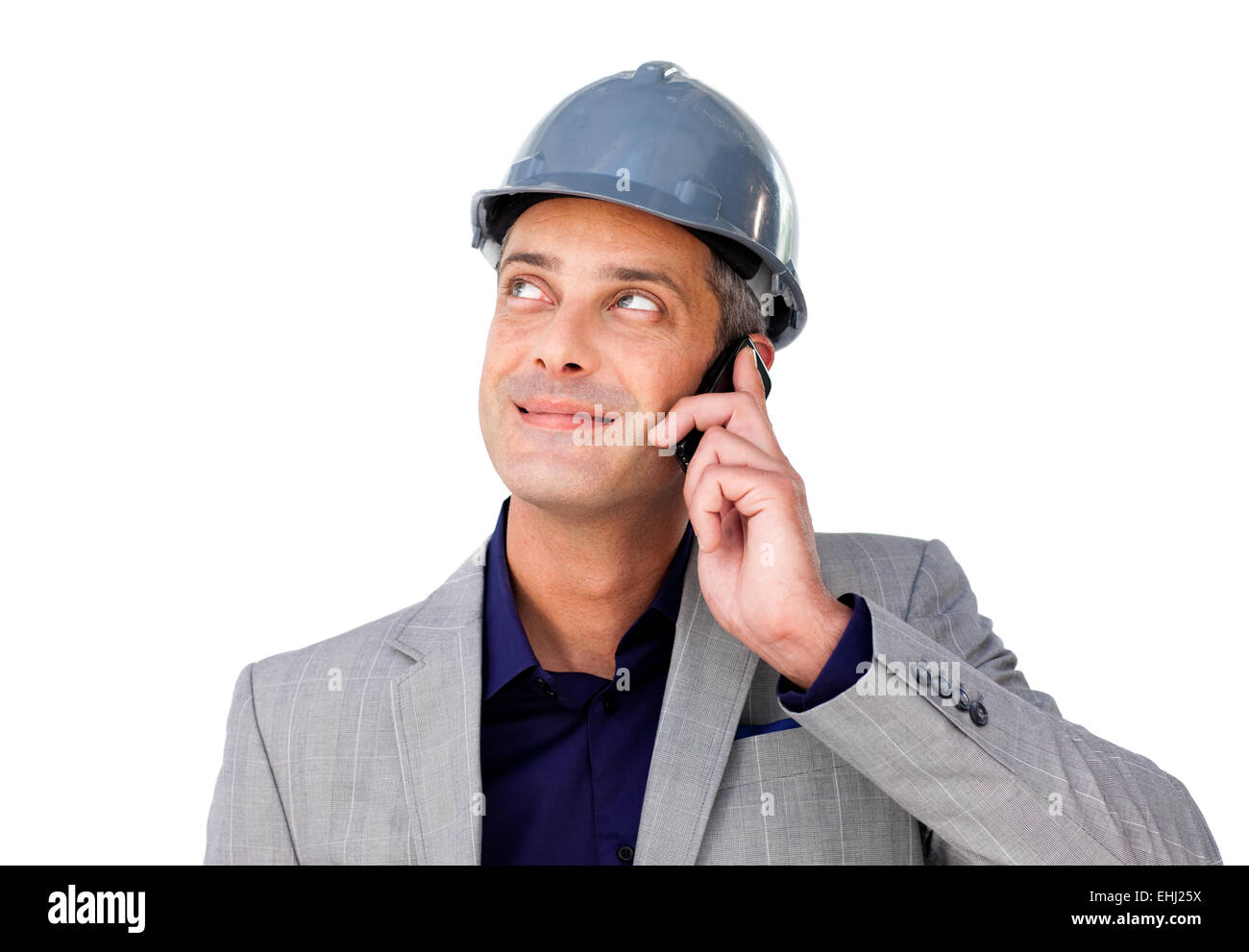Charming male architect on phone looking up Stock Photo - Alamy Charming male architect on phone looking up Stock Photo - Alamy