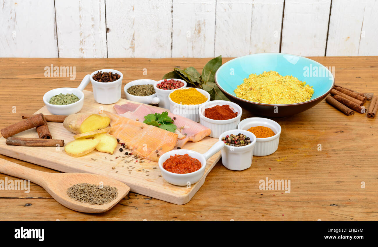 fish fillet with assortment of spices Stock Photo - Alamy