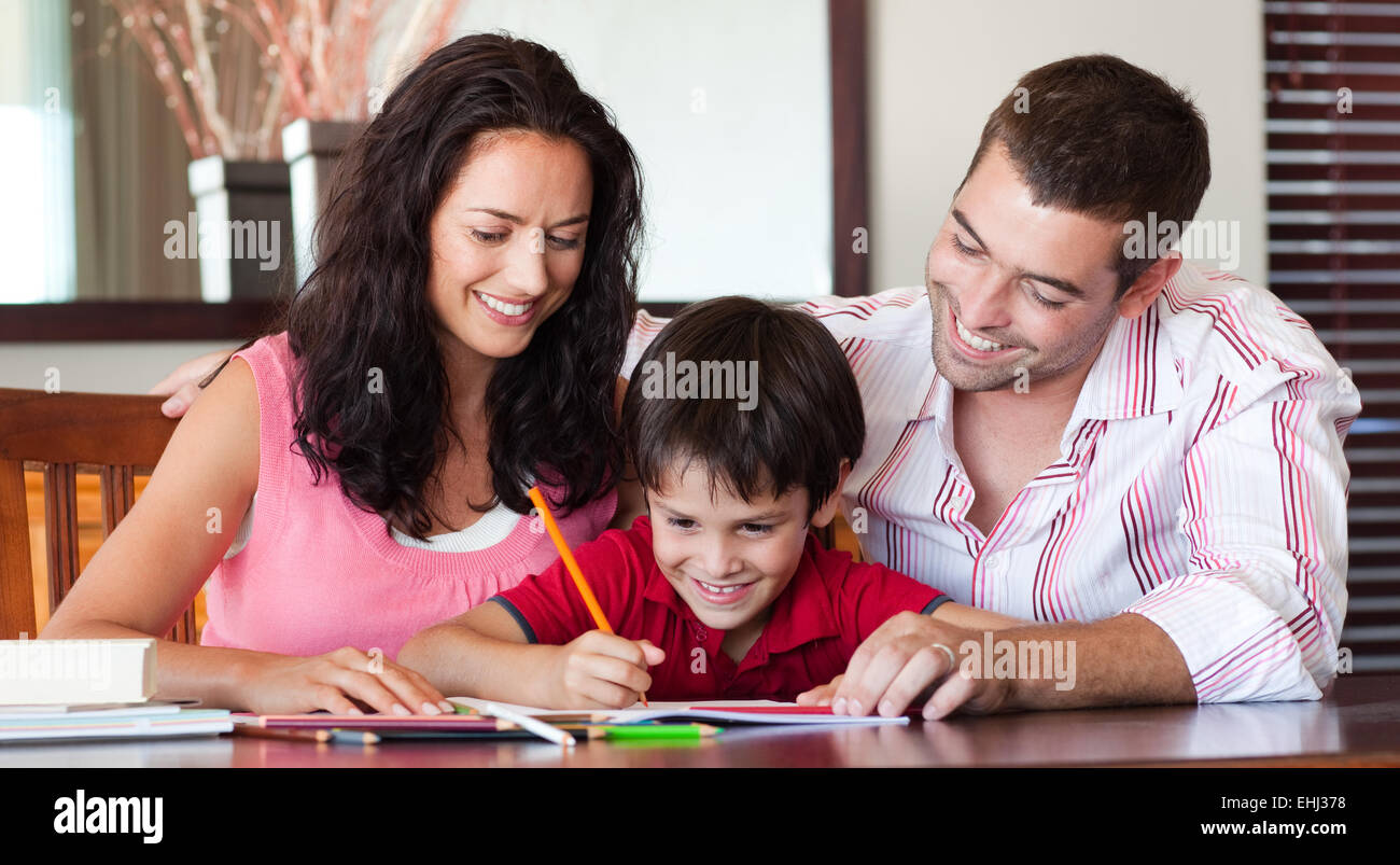 Family drawing together Stock Photo - Alamy