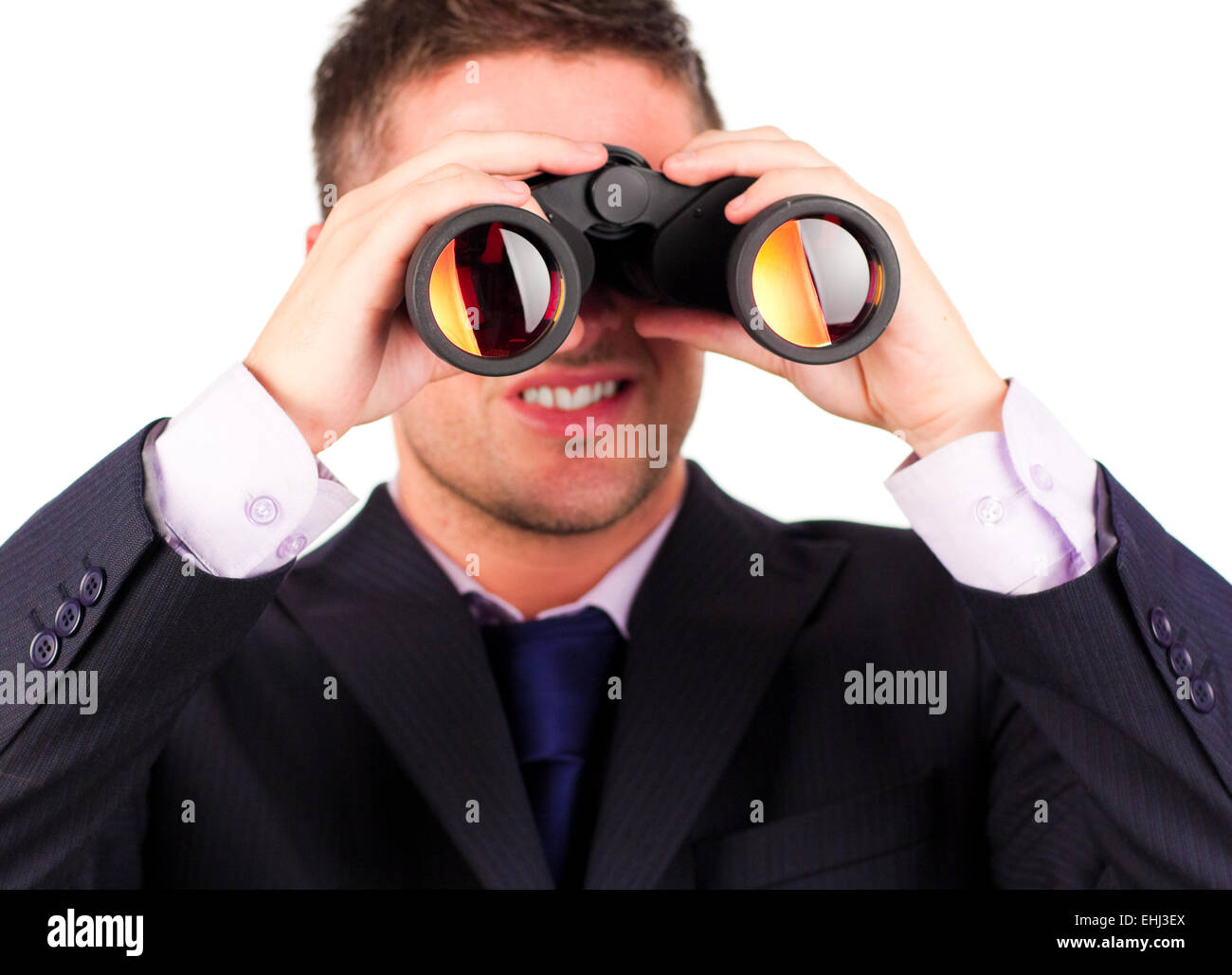 Man Looking Through Binoculars Stock Photo - Alamy