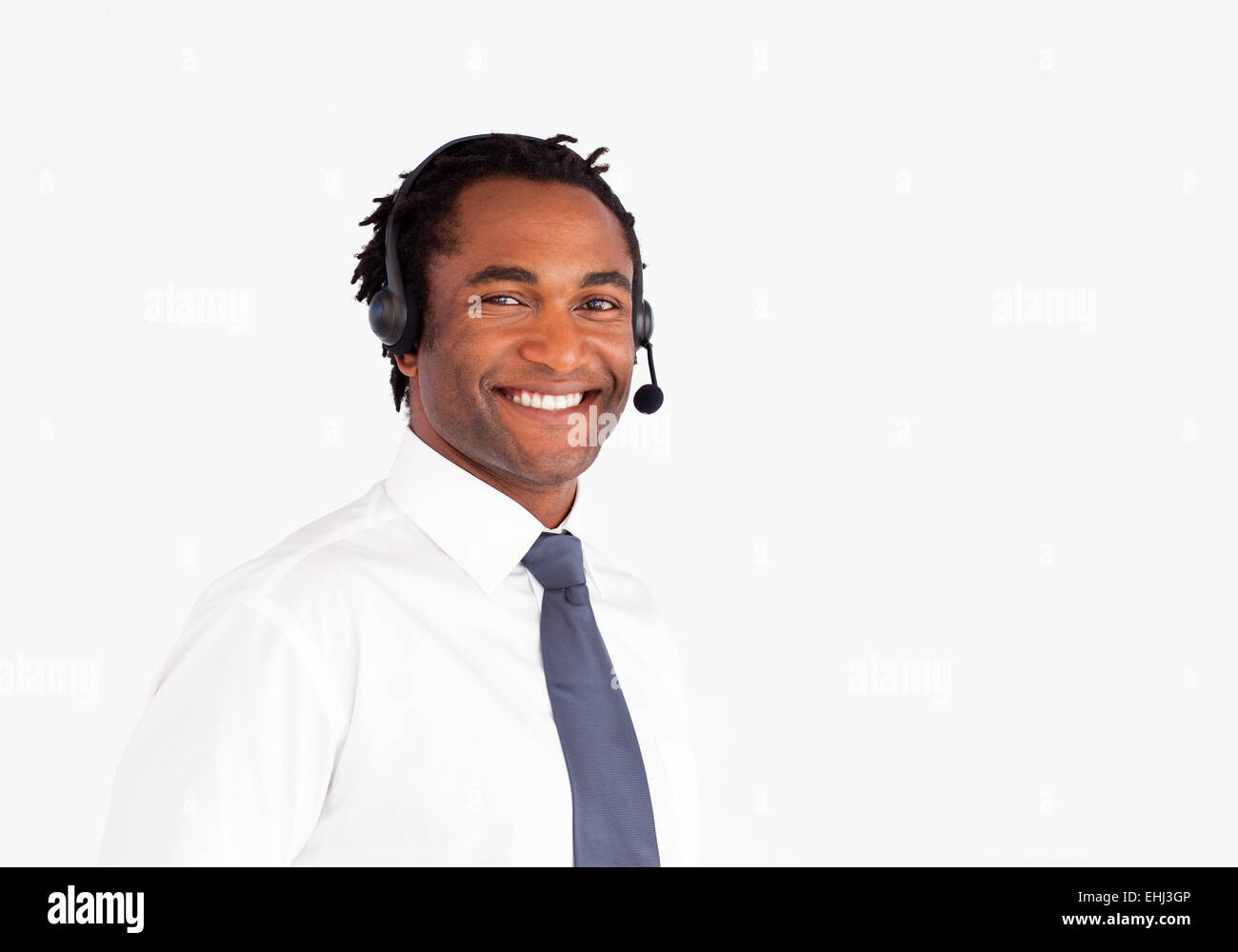 Handsome afro-american with headset Stock Photo - Alamy